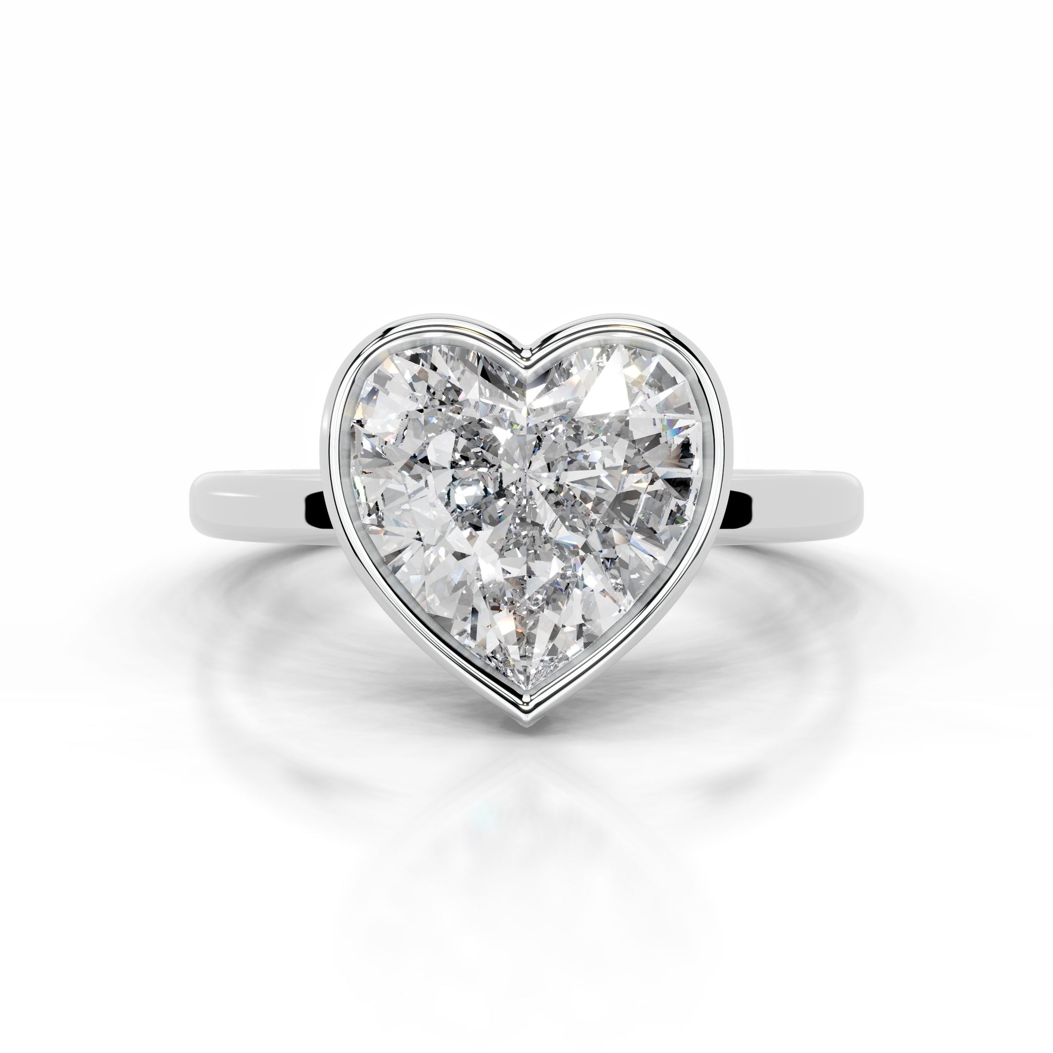 Dima Diamond Engagement Ring - 18K White Gold, Bezel, Heart, 2 Carat – Best Brilliance