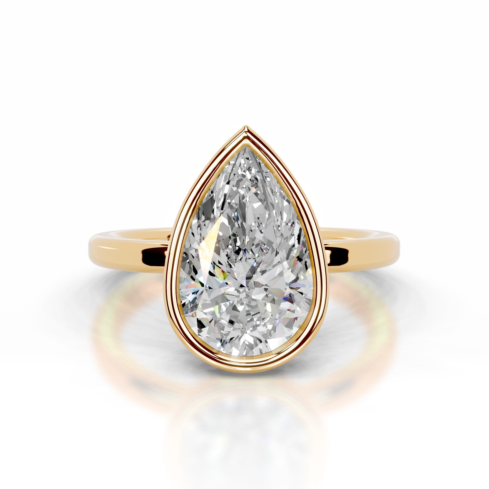 Dima Moissanite Ring - 18K Yellow Gold, Bezel, Pear, 2.15 Carat – Best Brilliance