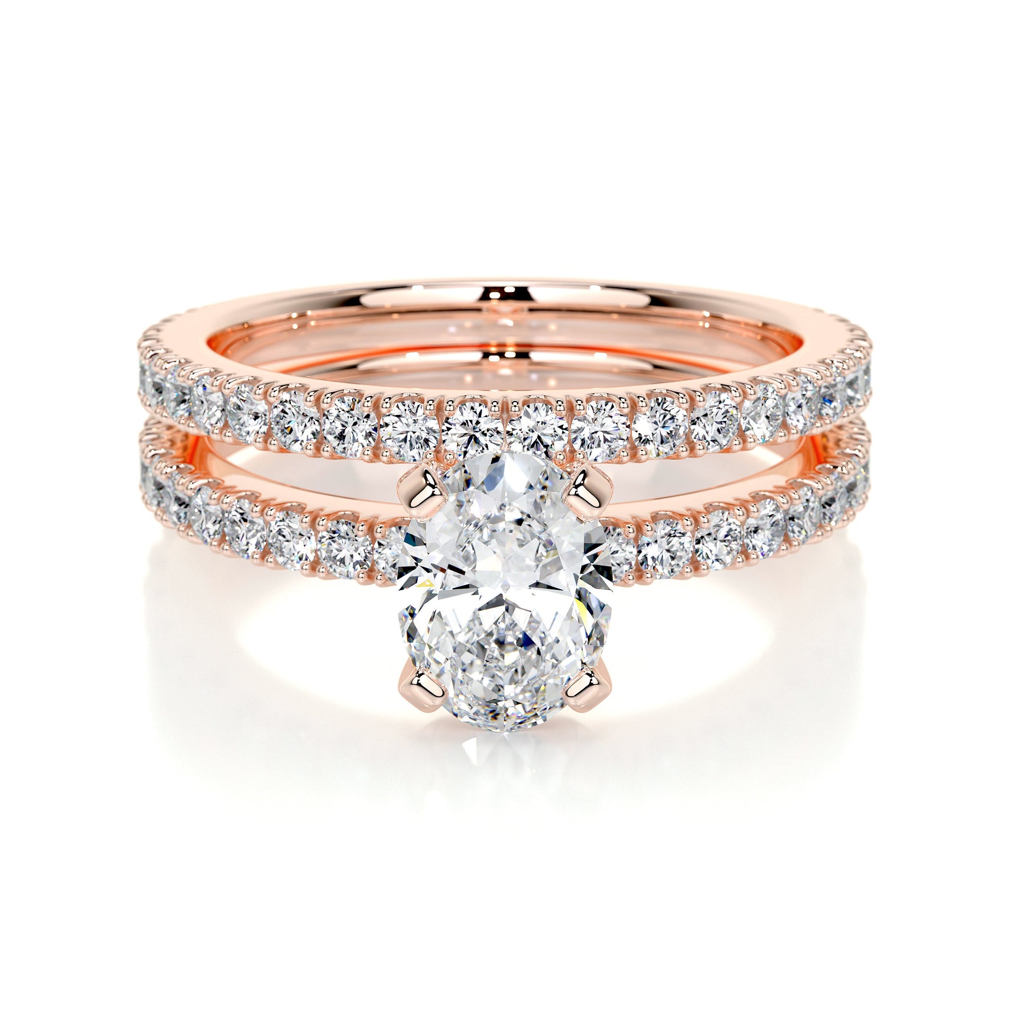 Stephanie Lab Grown Diamond Bridal Set -14K Rose Gold, Side Stones ...