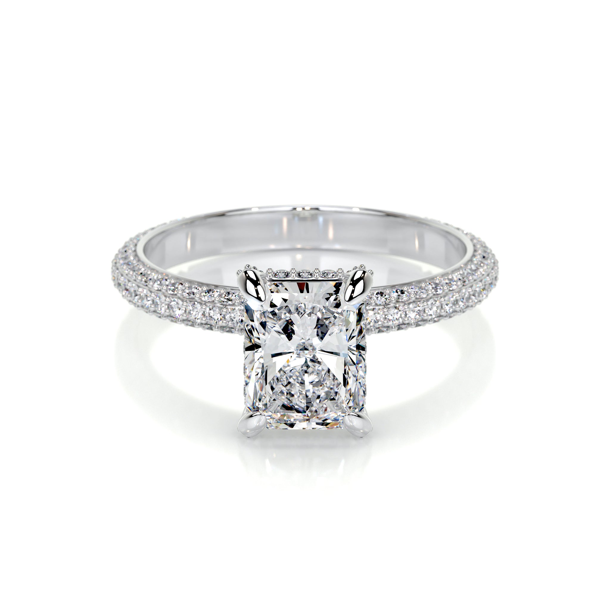 Milly Lab Grown Diamond Ring -18K White Gold, Hidden Halo, Radiant, 1.5 Carat – Best Brilliance