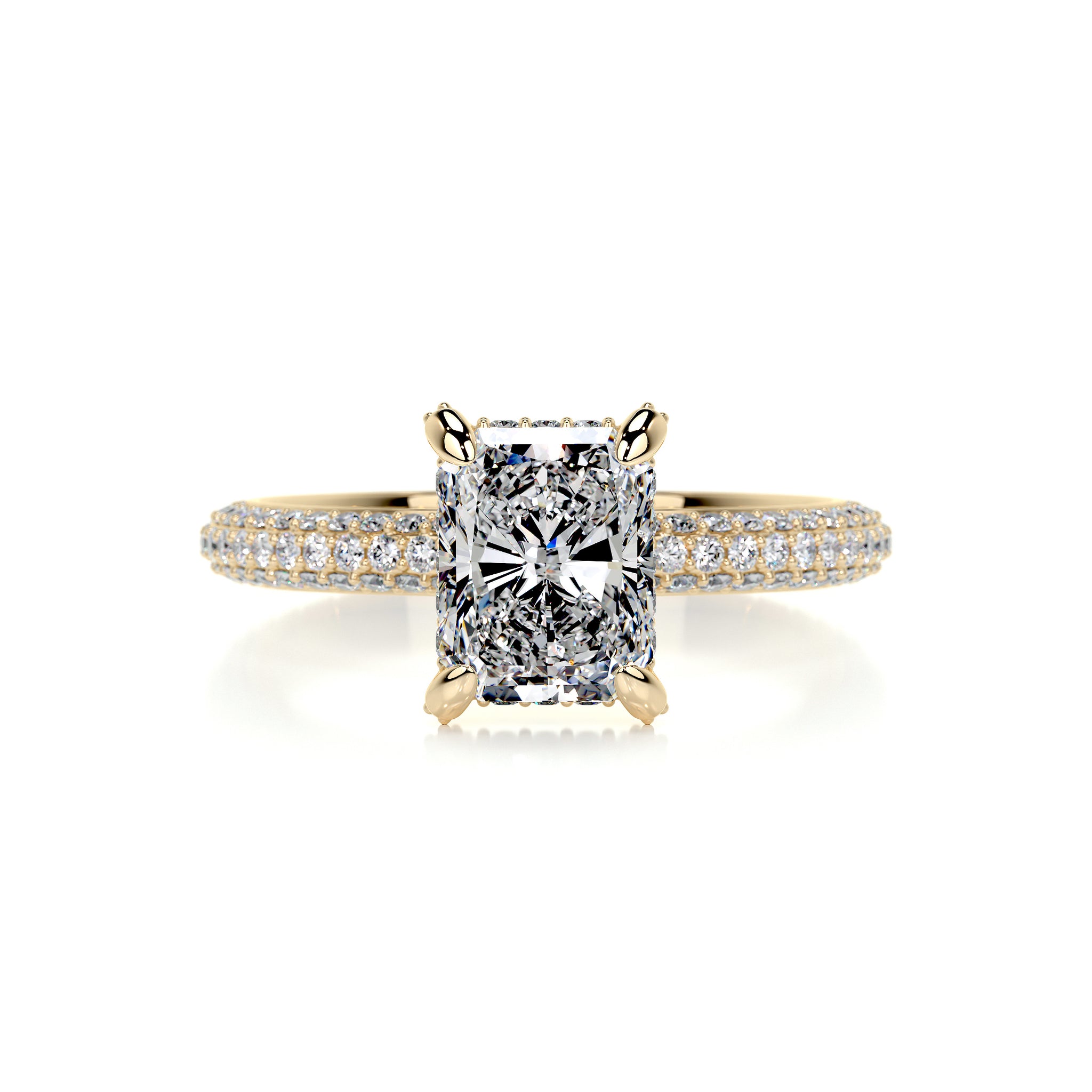 Milly Diamond Engagement Ring -18K Yellow Gold, Hidden Halo, Radiant, 1.5 Carat – Best Brilliance