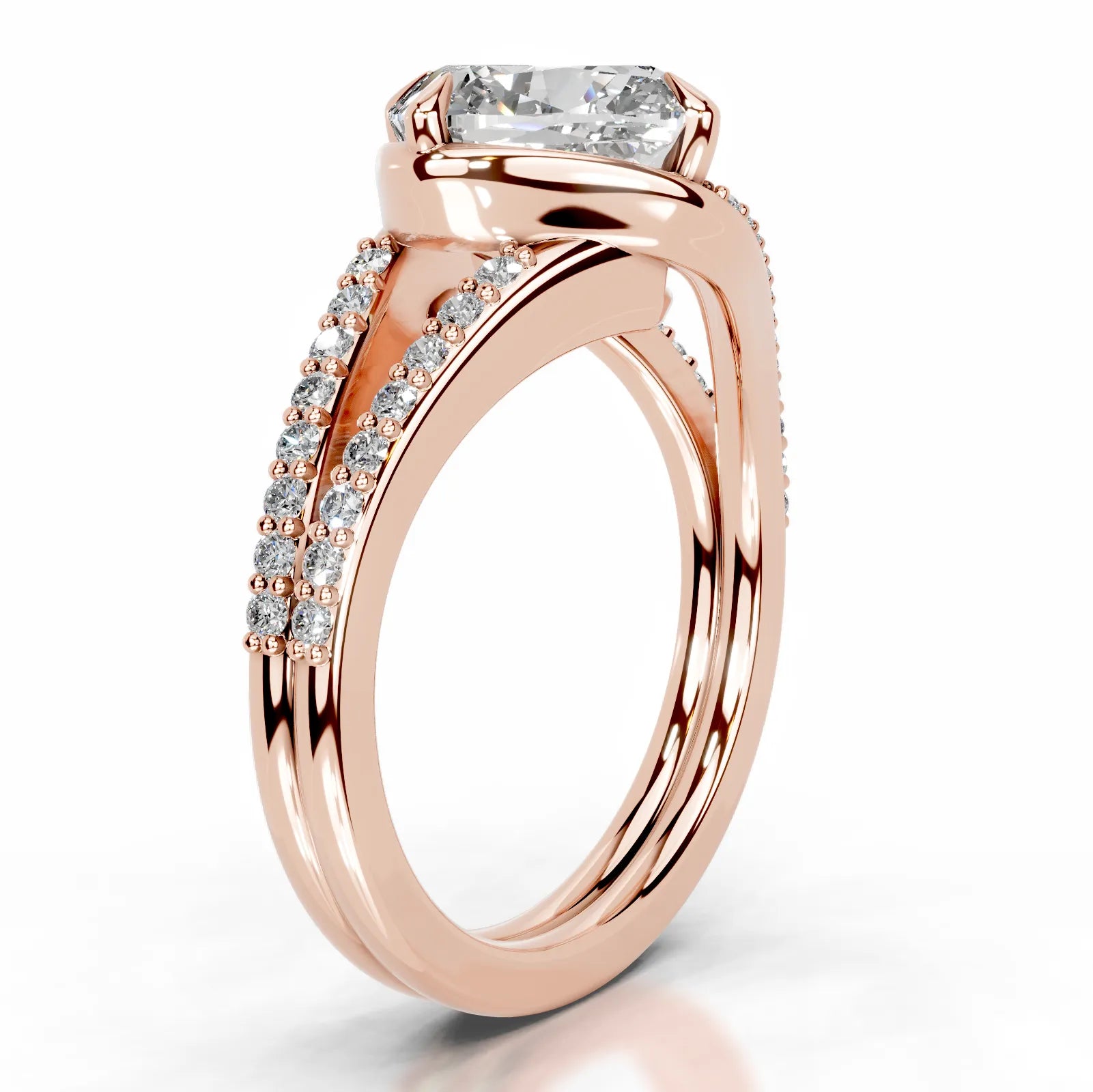 Sia Halo Lab Grown Ring Engagement Ring Square Cushion - 14K Rose Gold ...