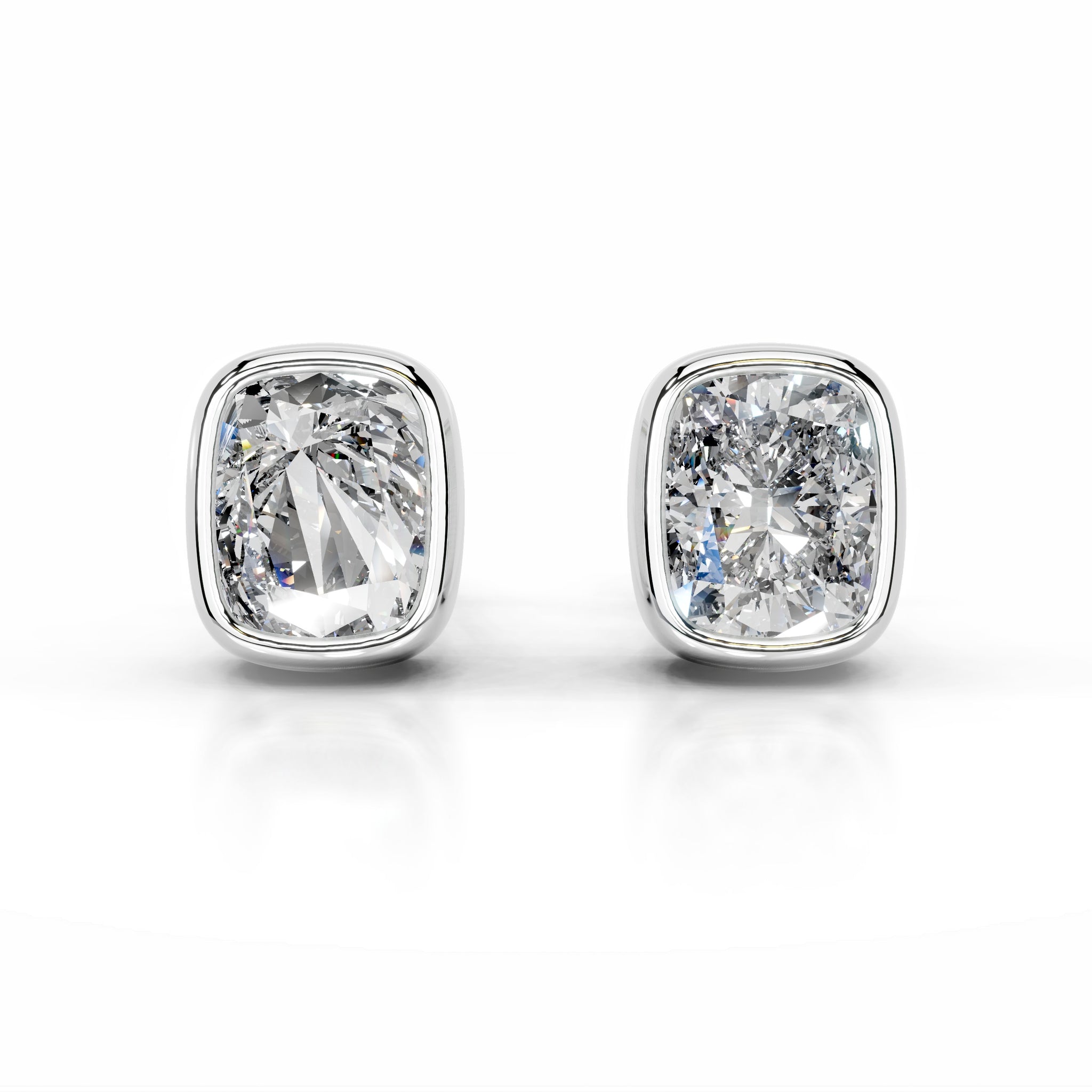 Janice Lab Grown Diamond Earrings - 14K White Gold, Bezel, Cushion, 4.0 ...