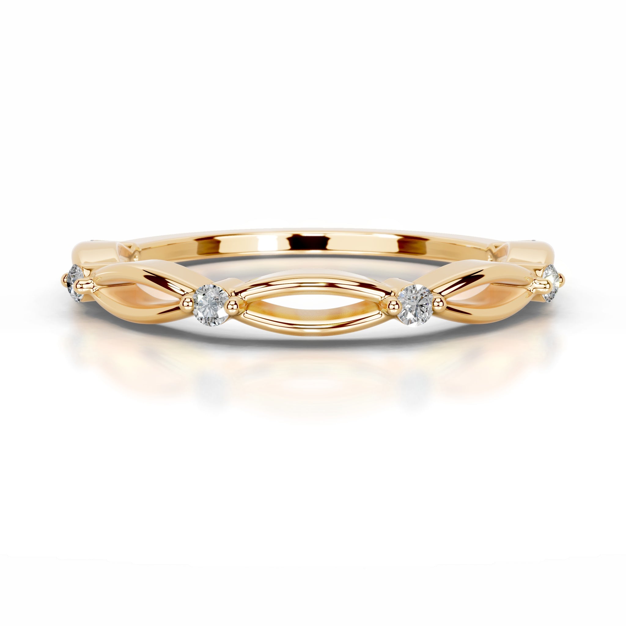 Laina Diamond Wedding band - 18K Yellow Gold, Side Stones, 0.1 Carat ...