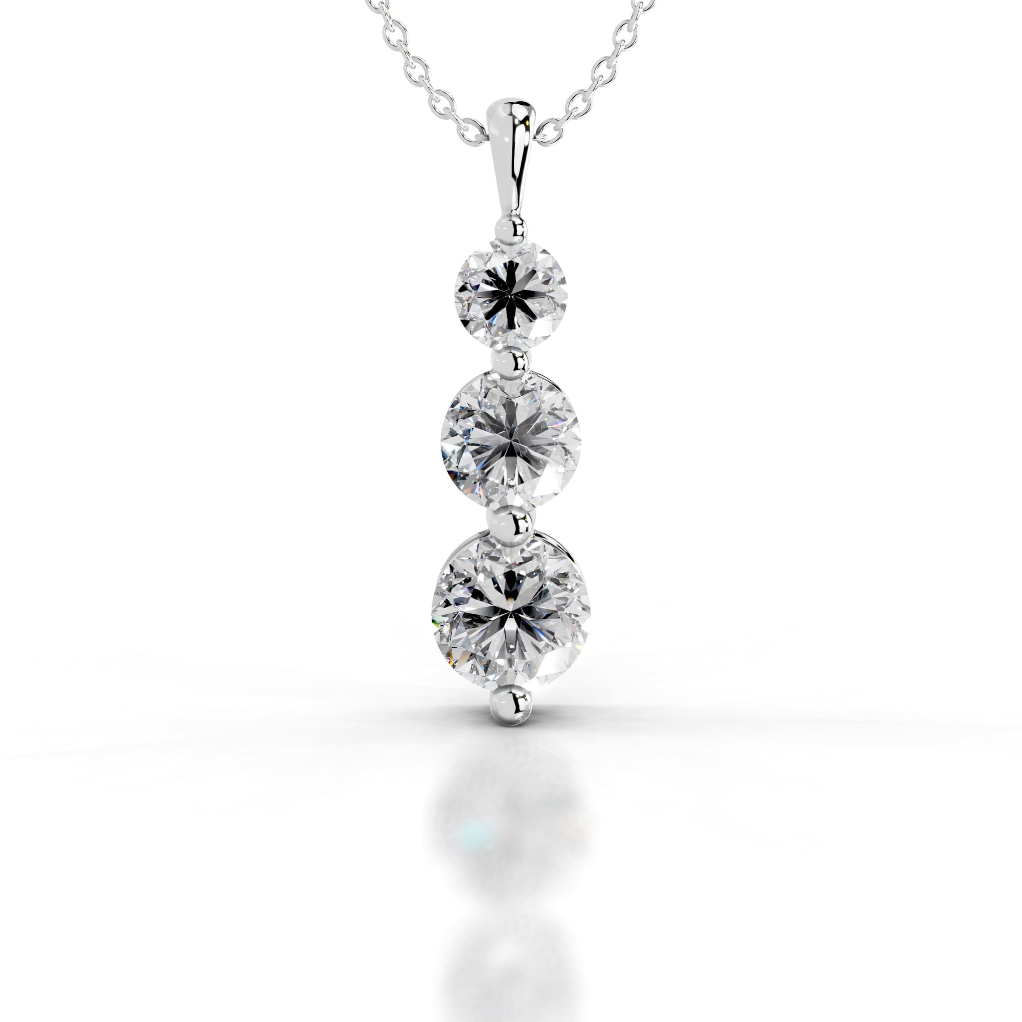 Mekell Lab Grown Diamond Pendant - 14K White Gold, Side Stones, 3 Carat ...