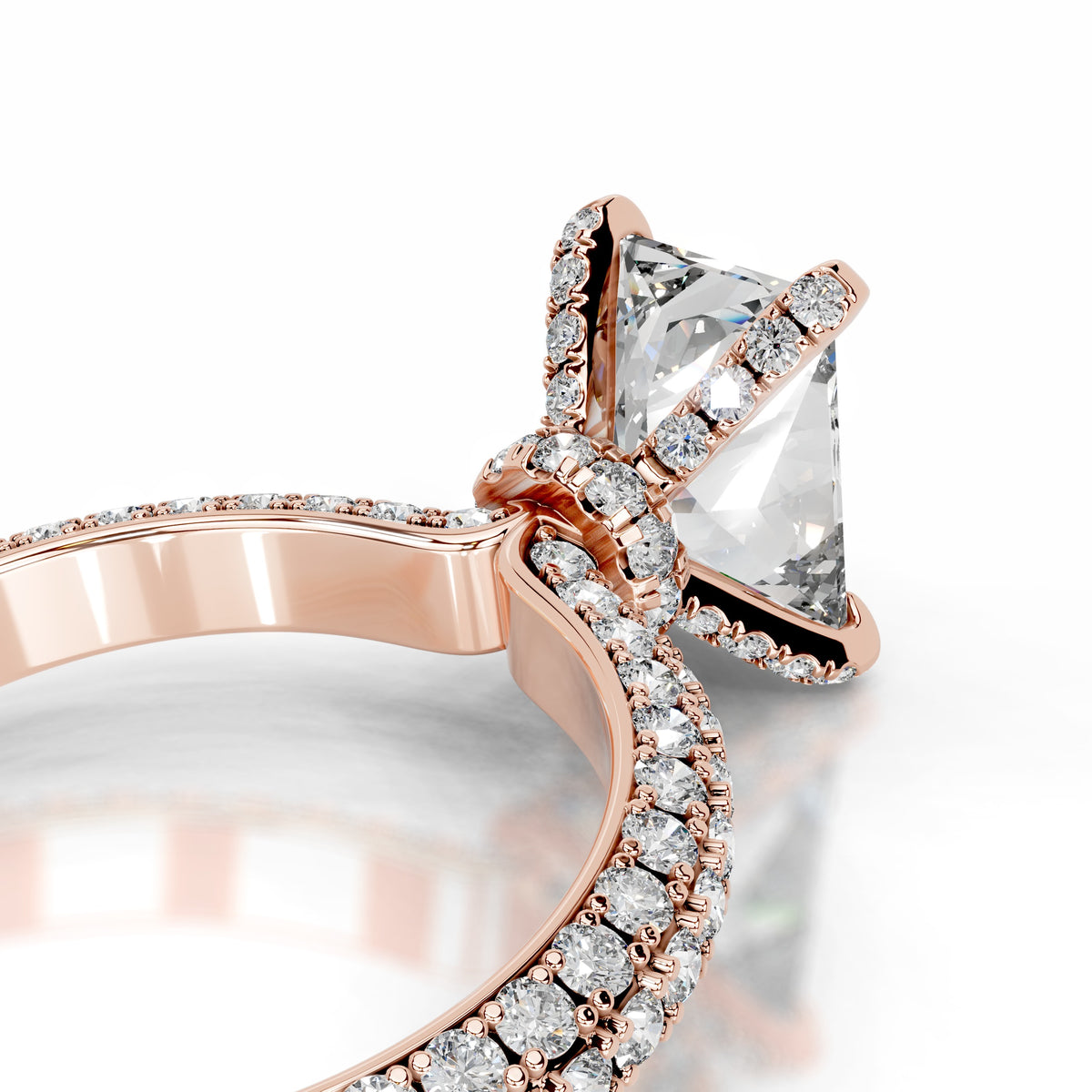 Milly Lab Grown Diamond Ring - 14K Rose Gold, Hidden Halo, Radiant, 2 Carat – Best Brilliance