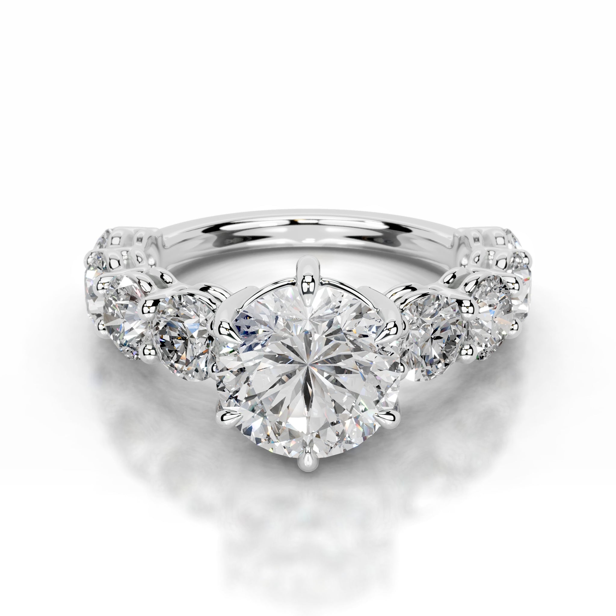 Odin Lab Grown Diamond Ring Round - Platinum, Side Stones, Round, 2 ...