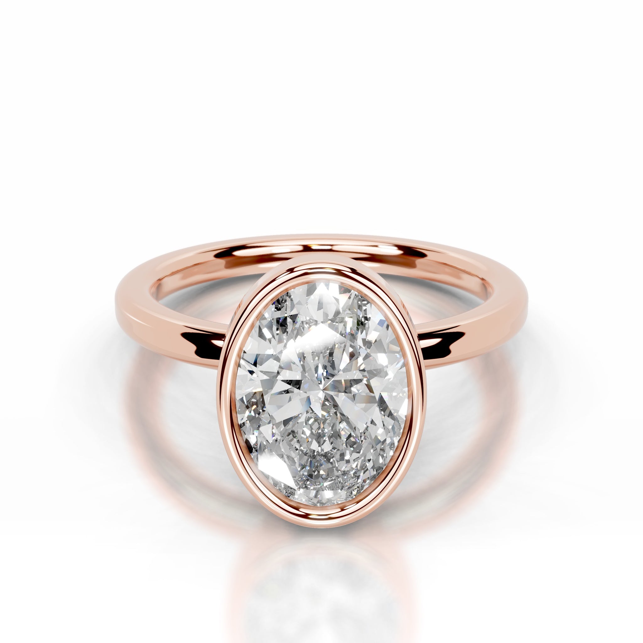 Dima Lab Grown Diamond Ring - 14K Rose Gold, Bezel, Oval, 2 Carat ...
