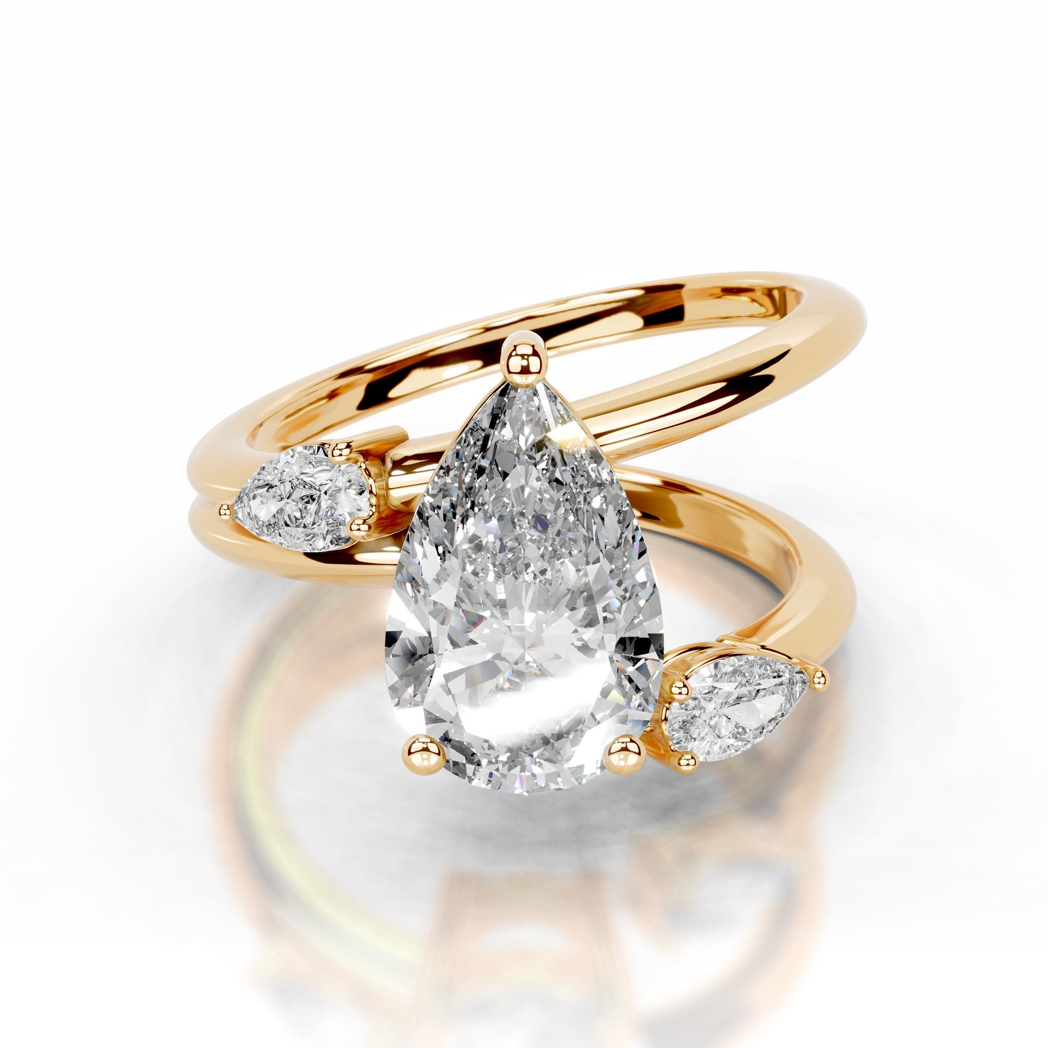 Eternal Bloom Ring Lab Grown Diamond Ring - 18K Yellow Gold, 3 Stones ...