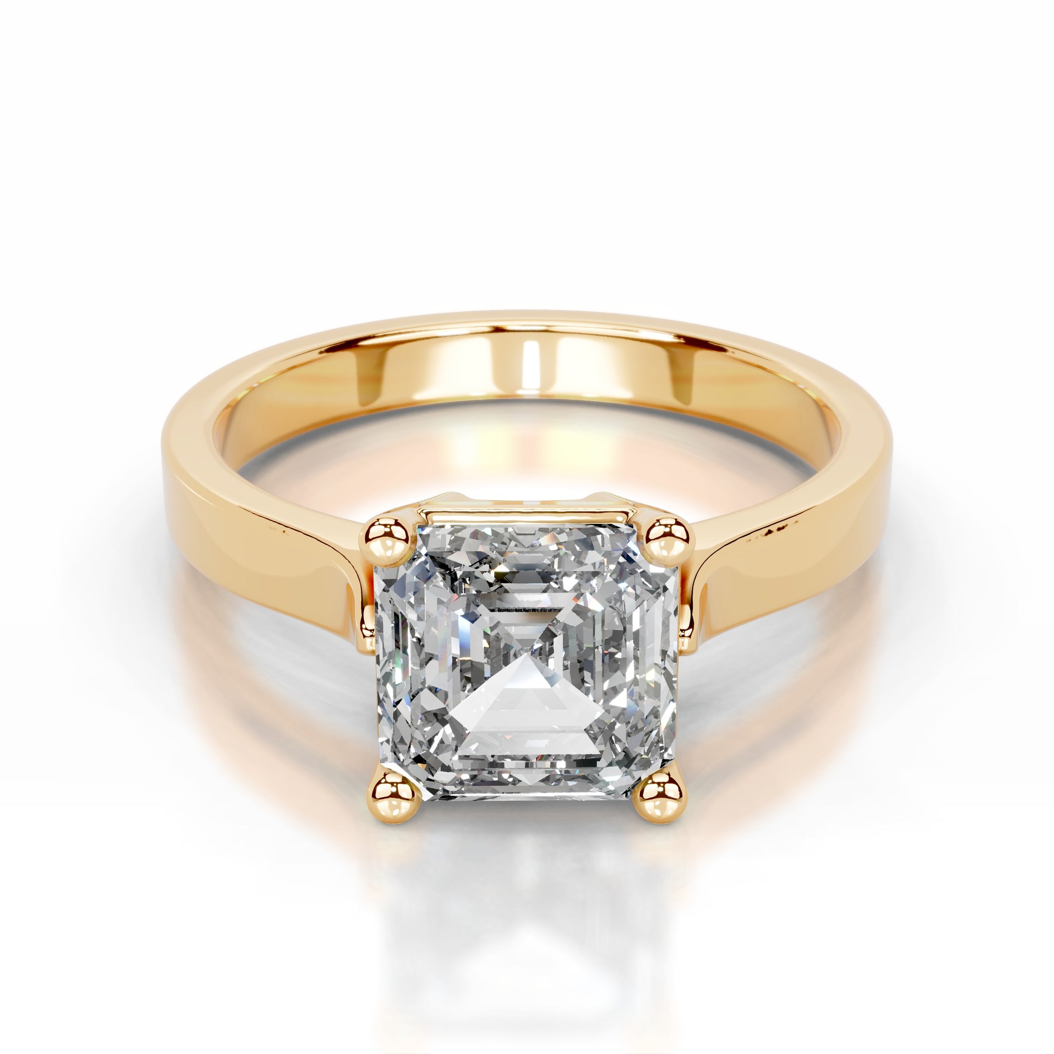 Daisy Lab Grown Diamond Ring - 18K Yellow Gold, Solitaire, Asscher, 2 ...