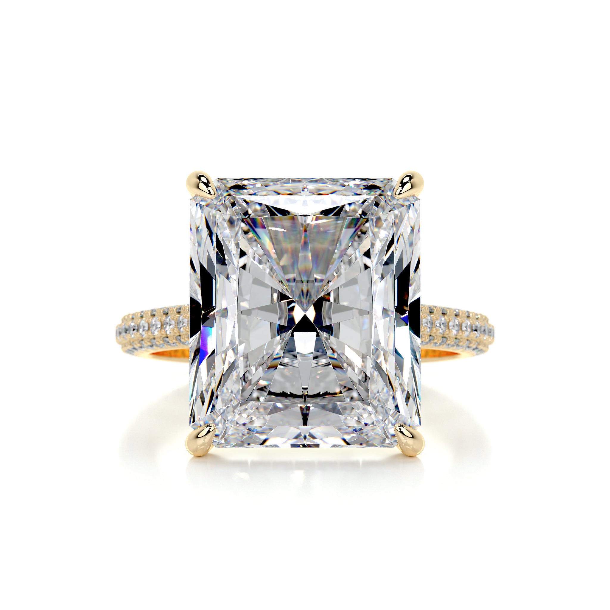 Cher Moissanite & Diamond Ring -18K Yellow Gold, Hidden Halo, Radiant ...