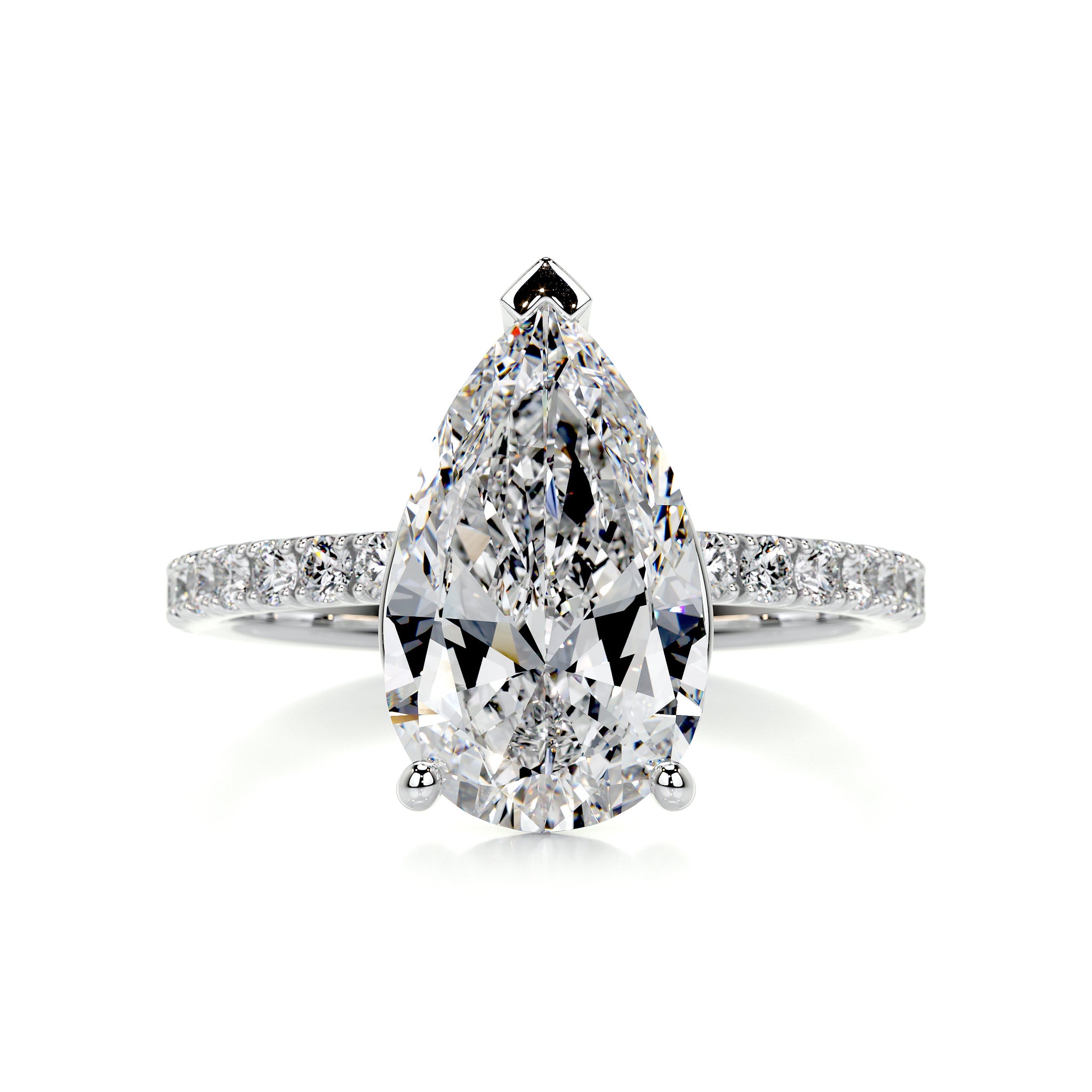 Jenny Diamond Engagement Ring -Platinum, Side Stones, Pear, 4 Carat ...