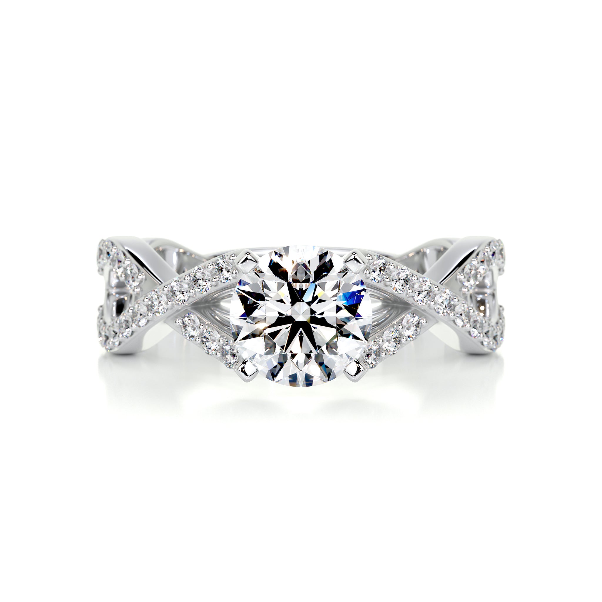 Emery Diamond Engagement Ring -Platinum, Side Stones, Round, 1 Carat ...