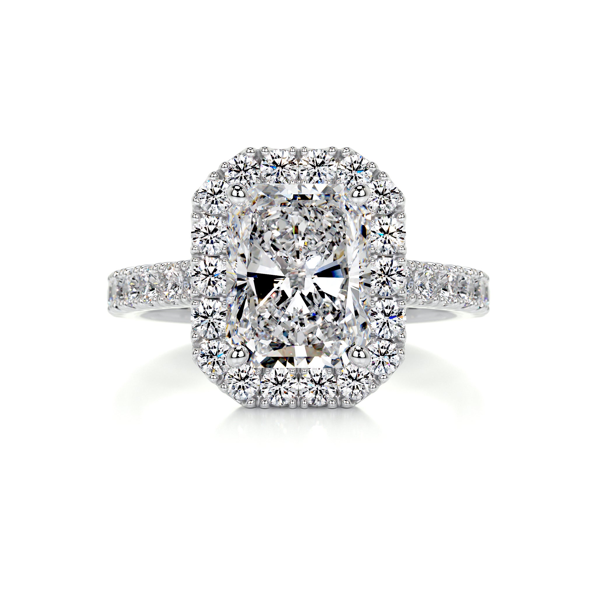 Andrea Diamond Engagement Ring -Platinum, Halo, Radiant, 2 Carat – Best ...