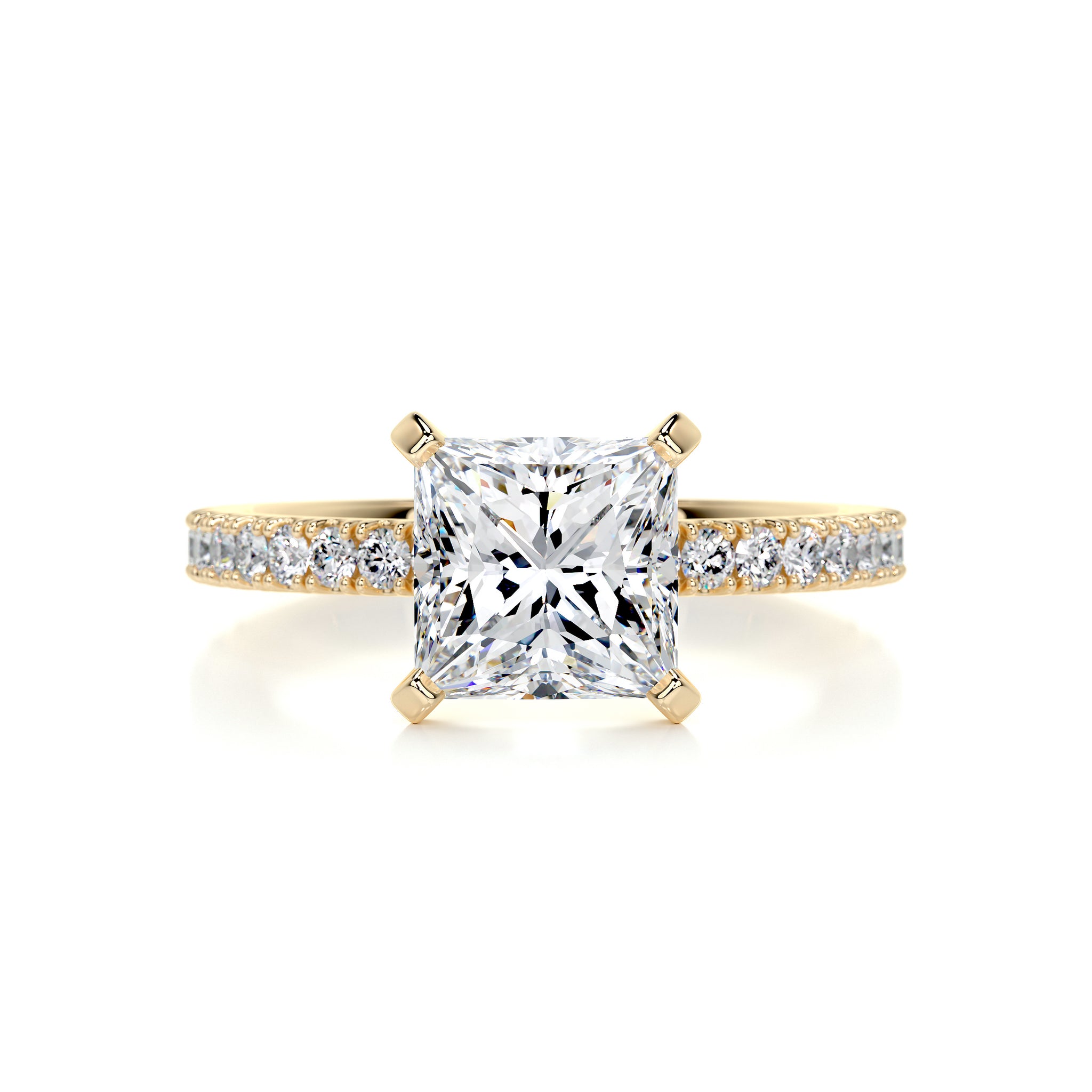 Stephanie Diamond Engagement Ring -18K Yellow Gold, Side Stones ...