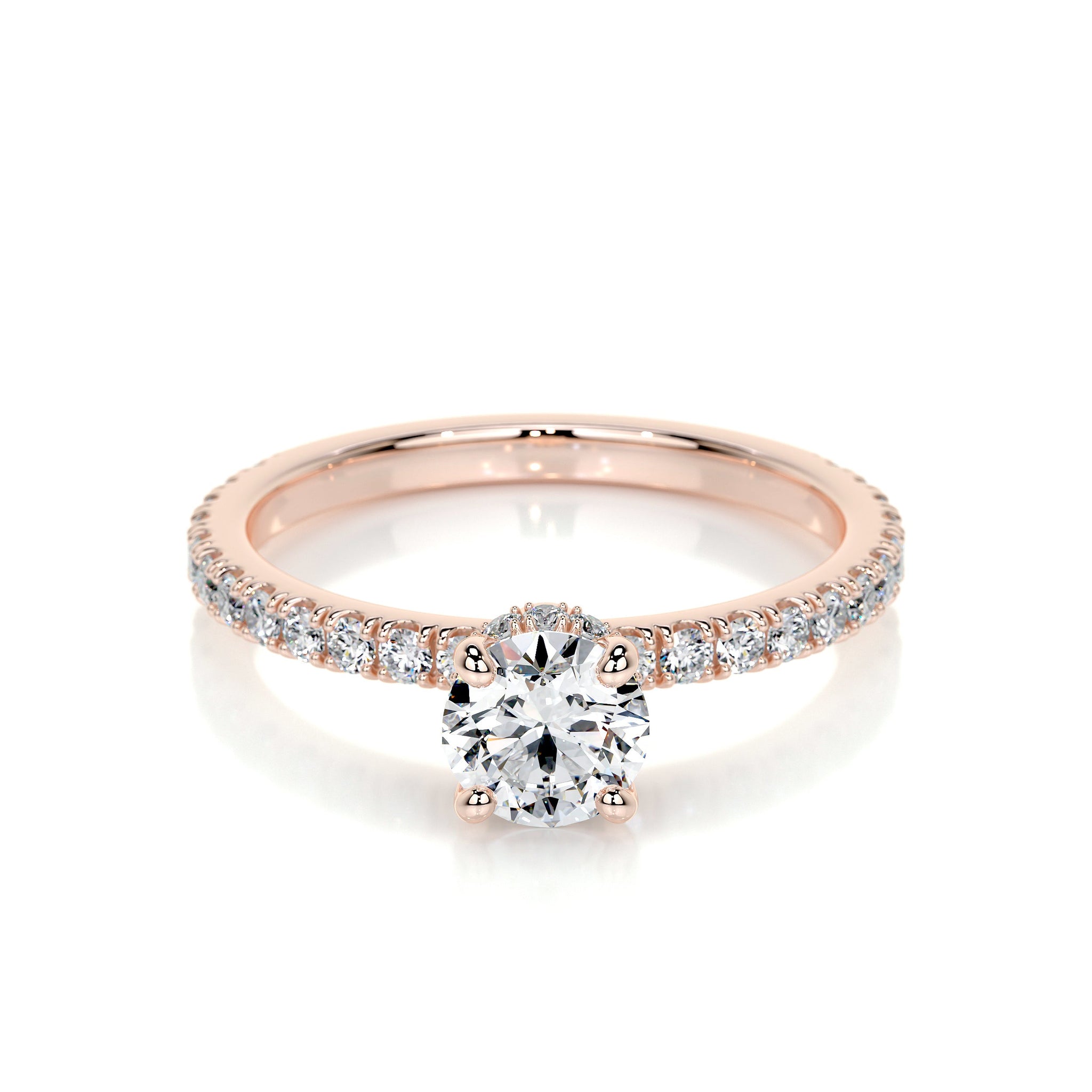 Vivienne Lab Grown Diamond Ring - 14K Rose Gold, Hidden Halo, Round, 0. ...