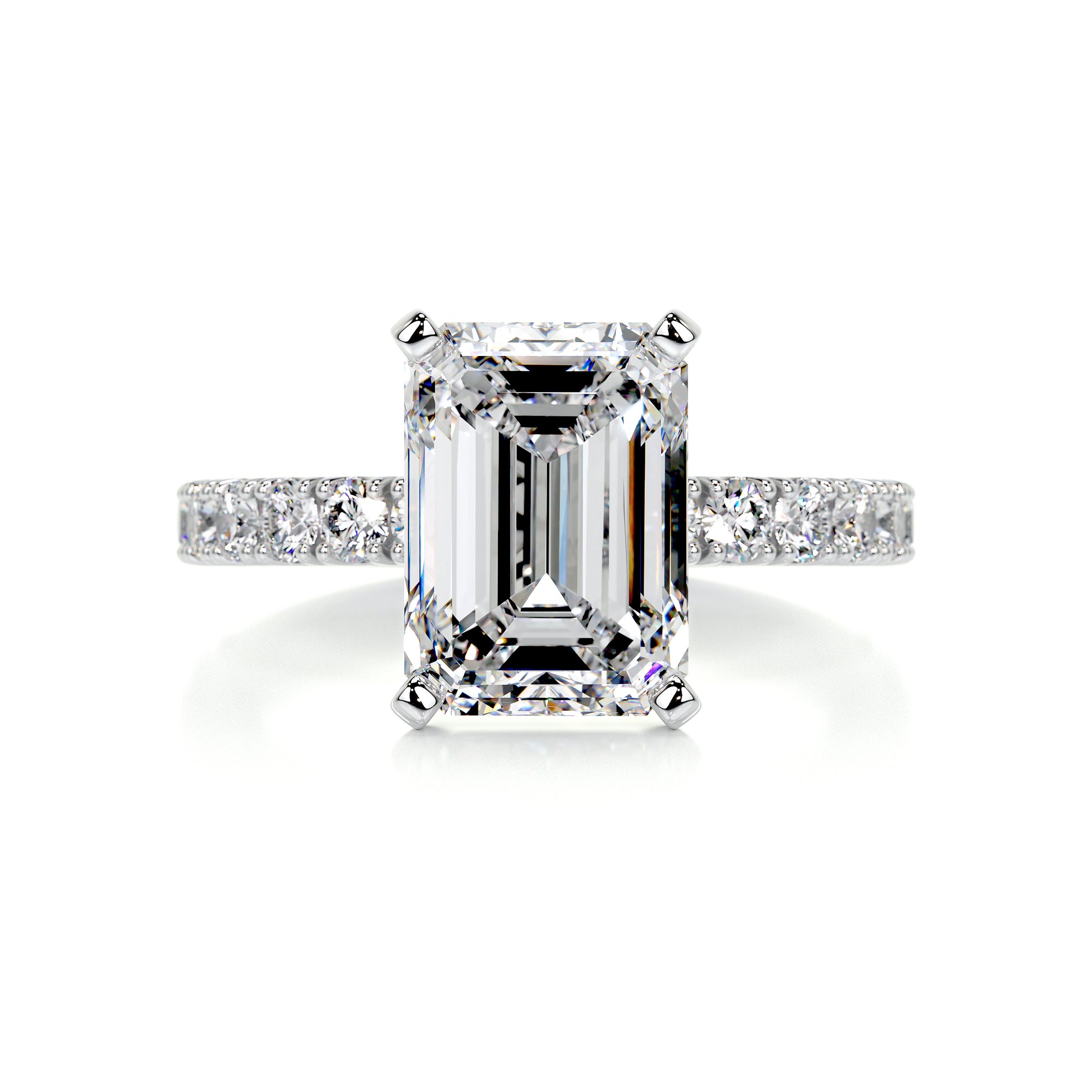 Royal Diamond Engagement Ring -Platinum, Side Stones, Emerald, 3 Carat ...