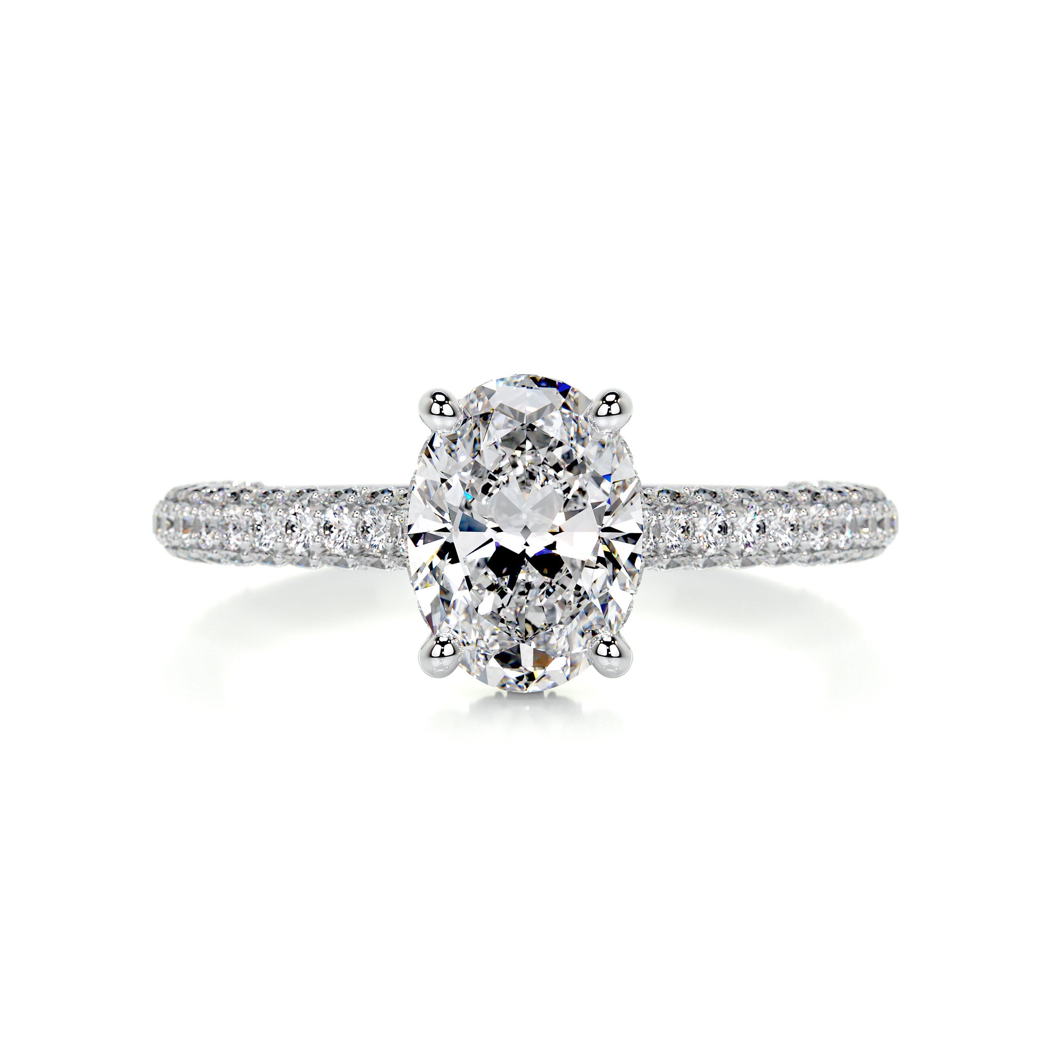 Rebecca Diamond Engagement Ring -14K White Gold, Hidden Halo, Oval, 2 ...