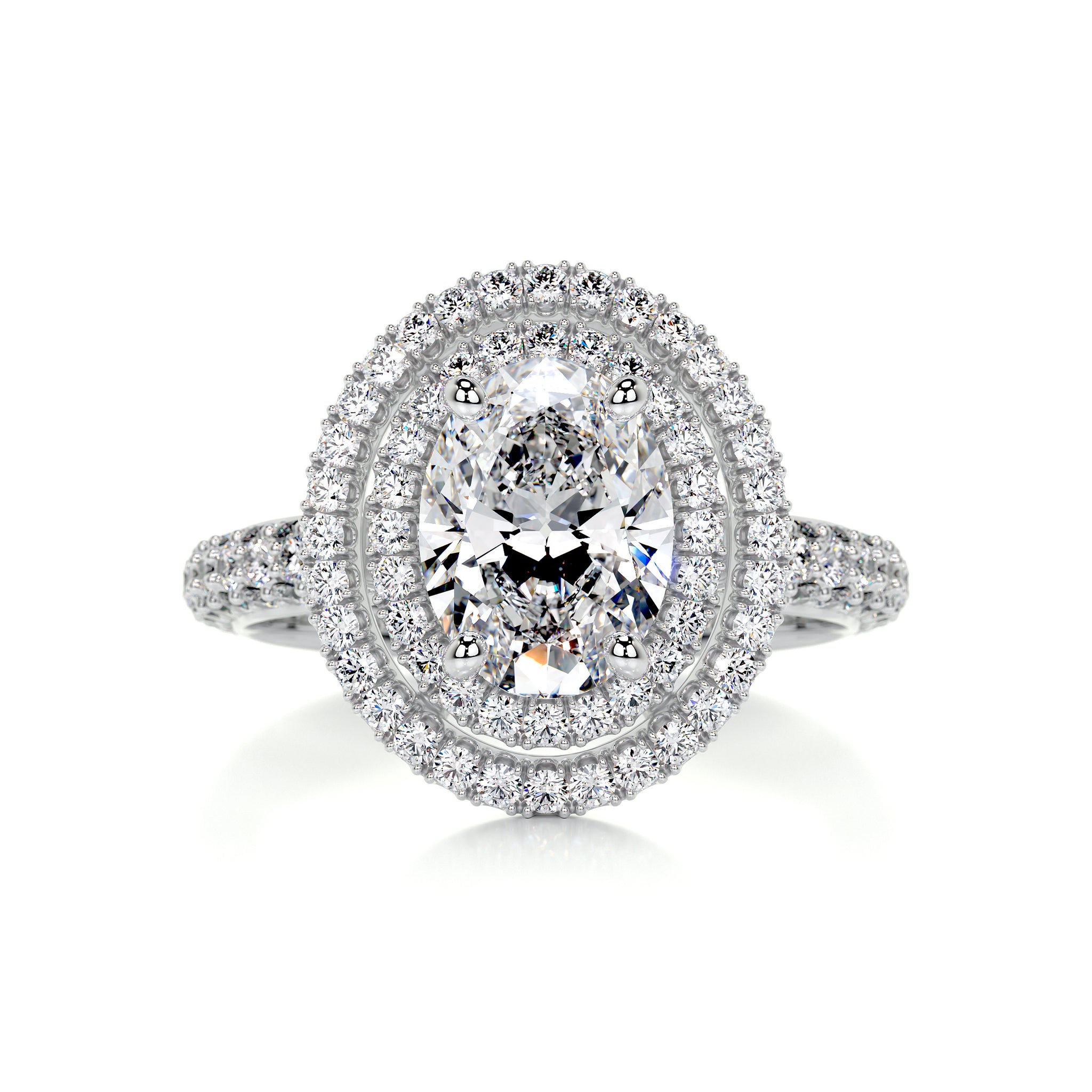 Nora Diamond Engagement Ring -Platinum, Double Halo, Oval, 2 Carat ...
