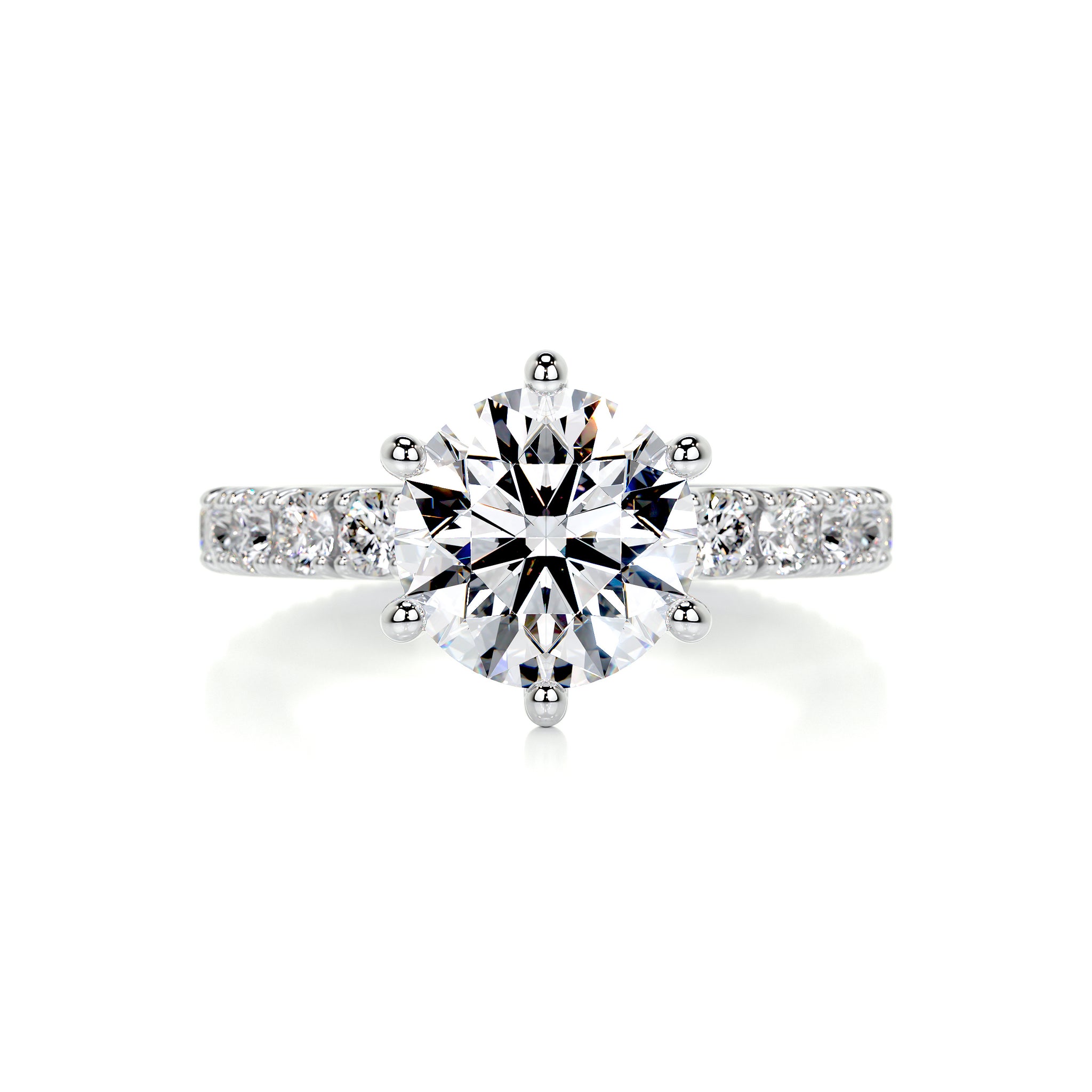 Jane Diamond Engagement Ring -Platinum, Side Stones, Round, 1.5 Carat ...