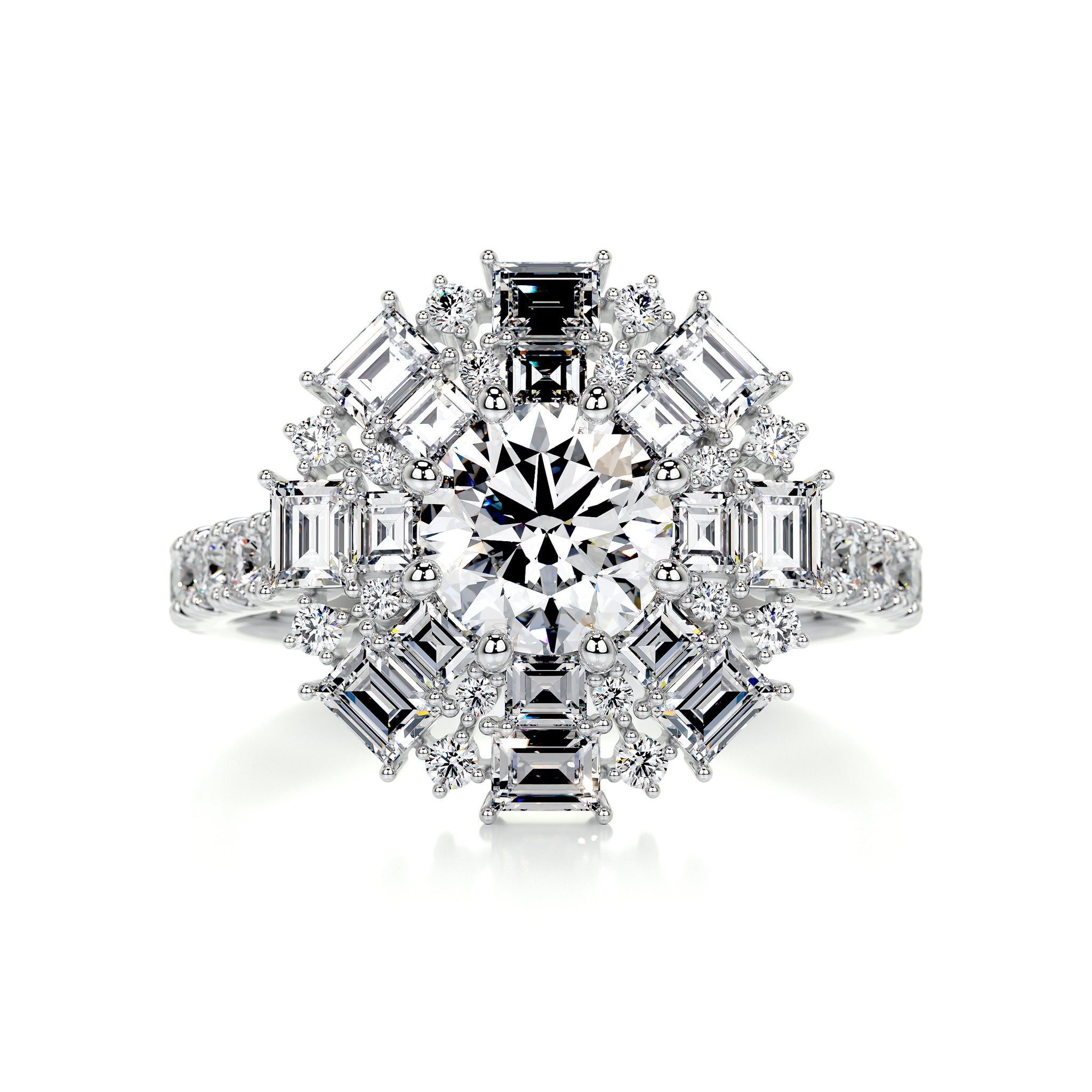 Snowflake Diamond Engagement Ring -Platinum, Halo, Round, 1 Carat ...