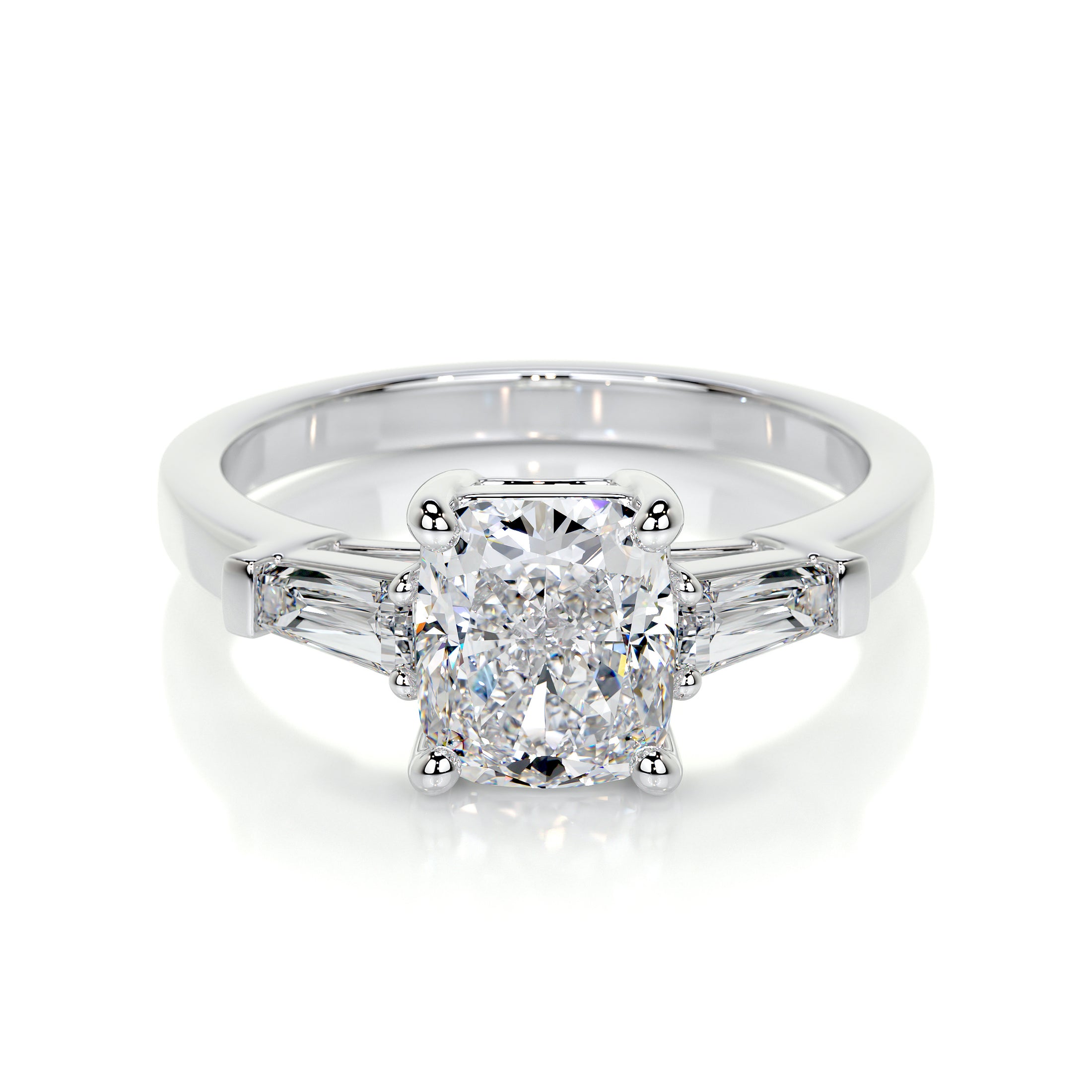 Cushion Skylar Lab Grown Diamond Ring -14K White Gold, 3 Stones ...