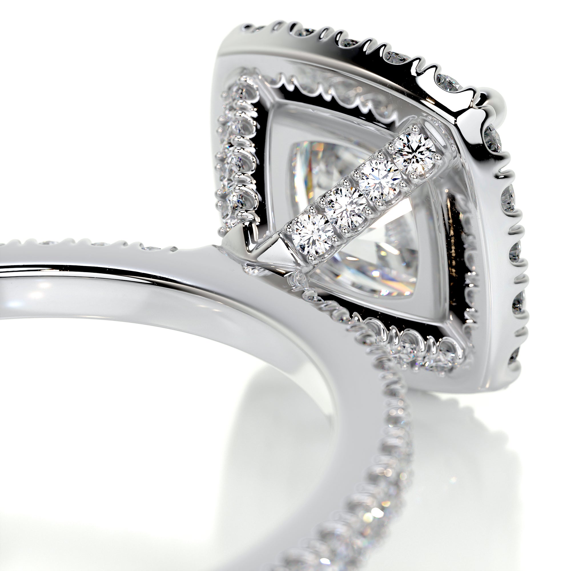 Madison Diamond Engagement Ring -14K White Gold, Halo, Cushion, 1 Carat ...