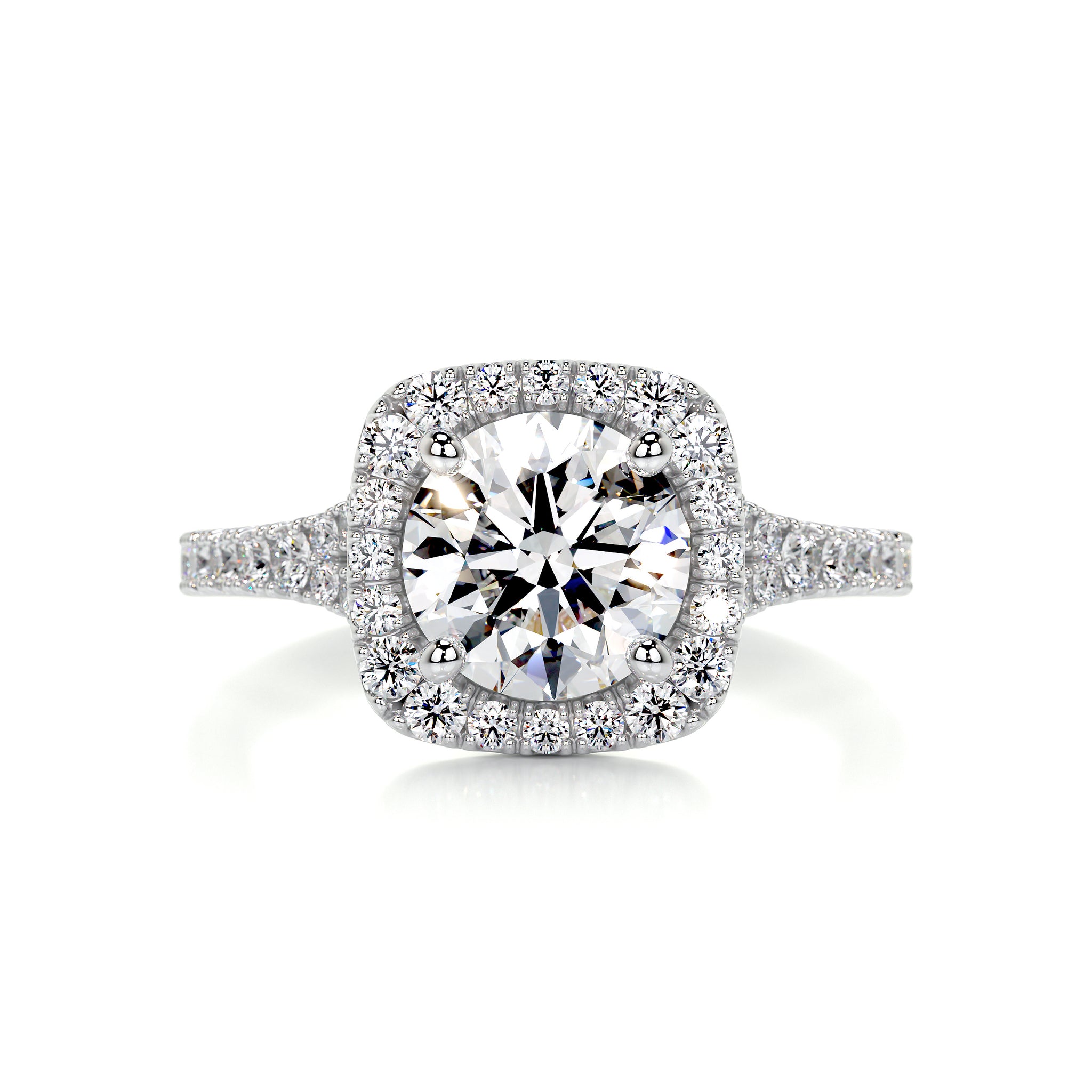 Addison Diamond Engagement Ring -14K White Gold, Halo, Round, 1.5 Carat ...