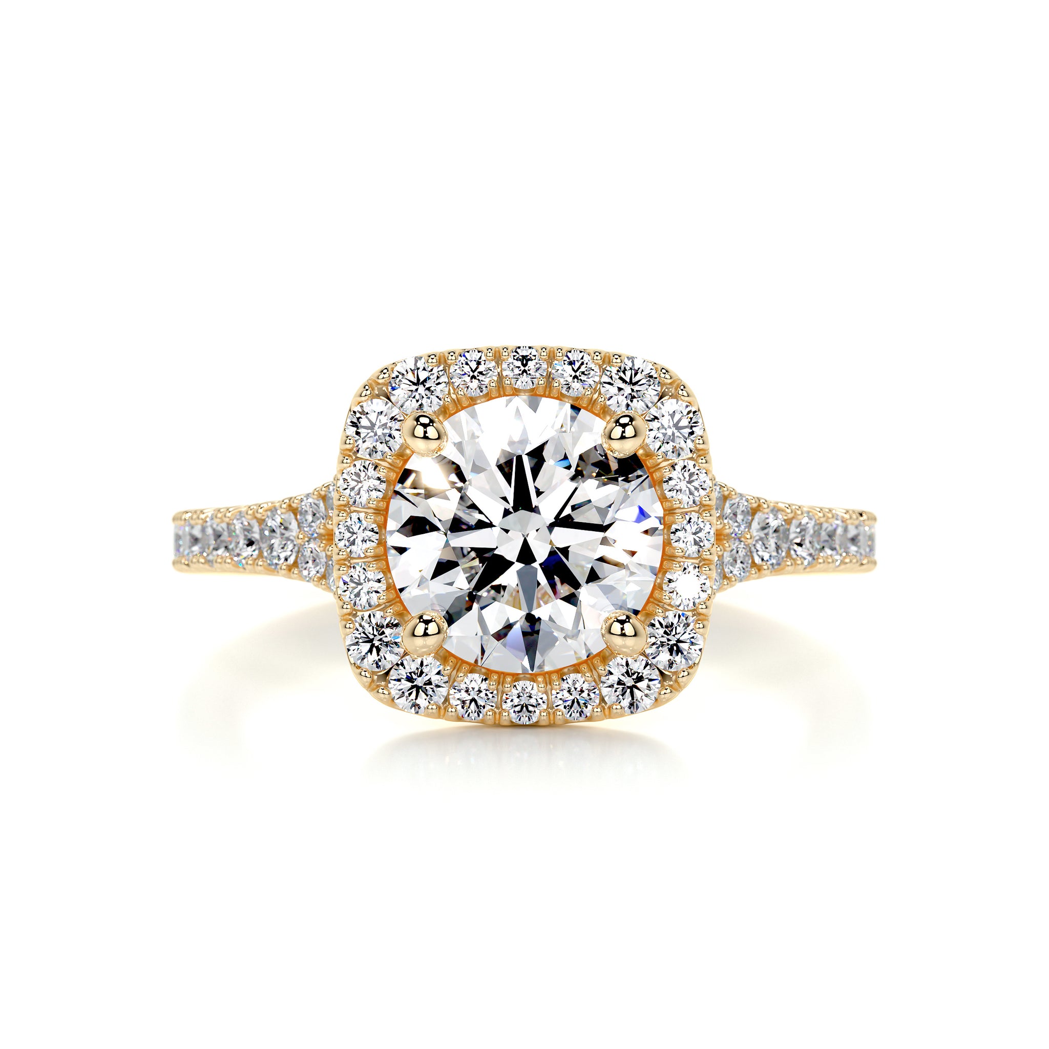 Addison Diamond Engagement Ring -18K Yellow Gold, Halo, 2 Carat, – Best ...