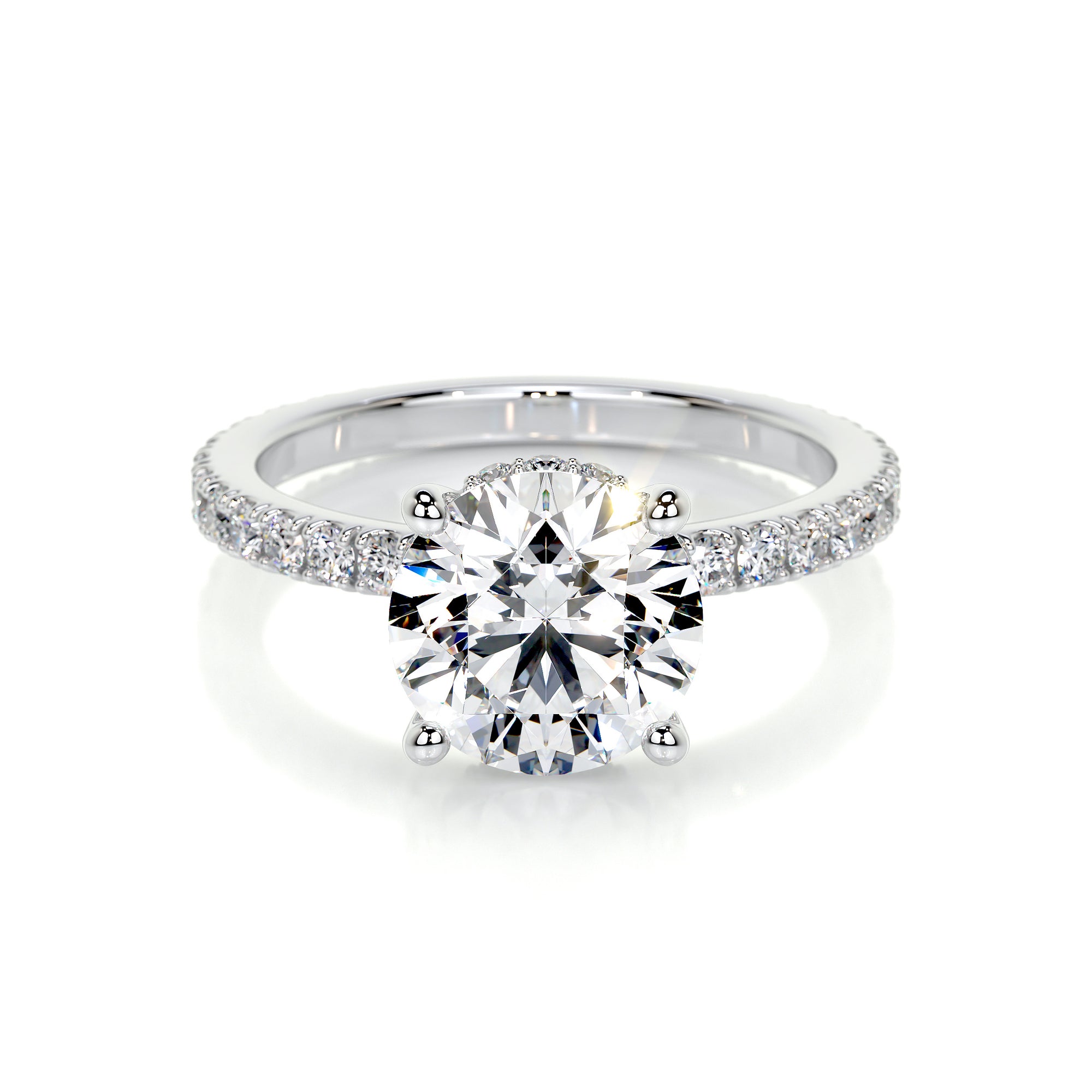 Nellie Lab Grown Diamond Ring -14K White Gold, Hidden Halo, Round, 2 ...
