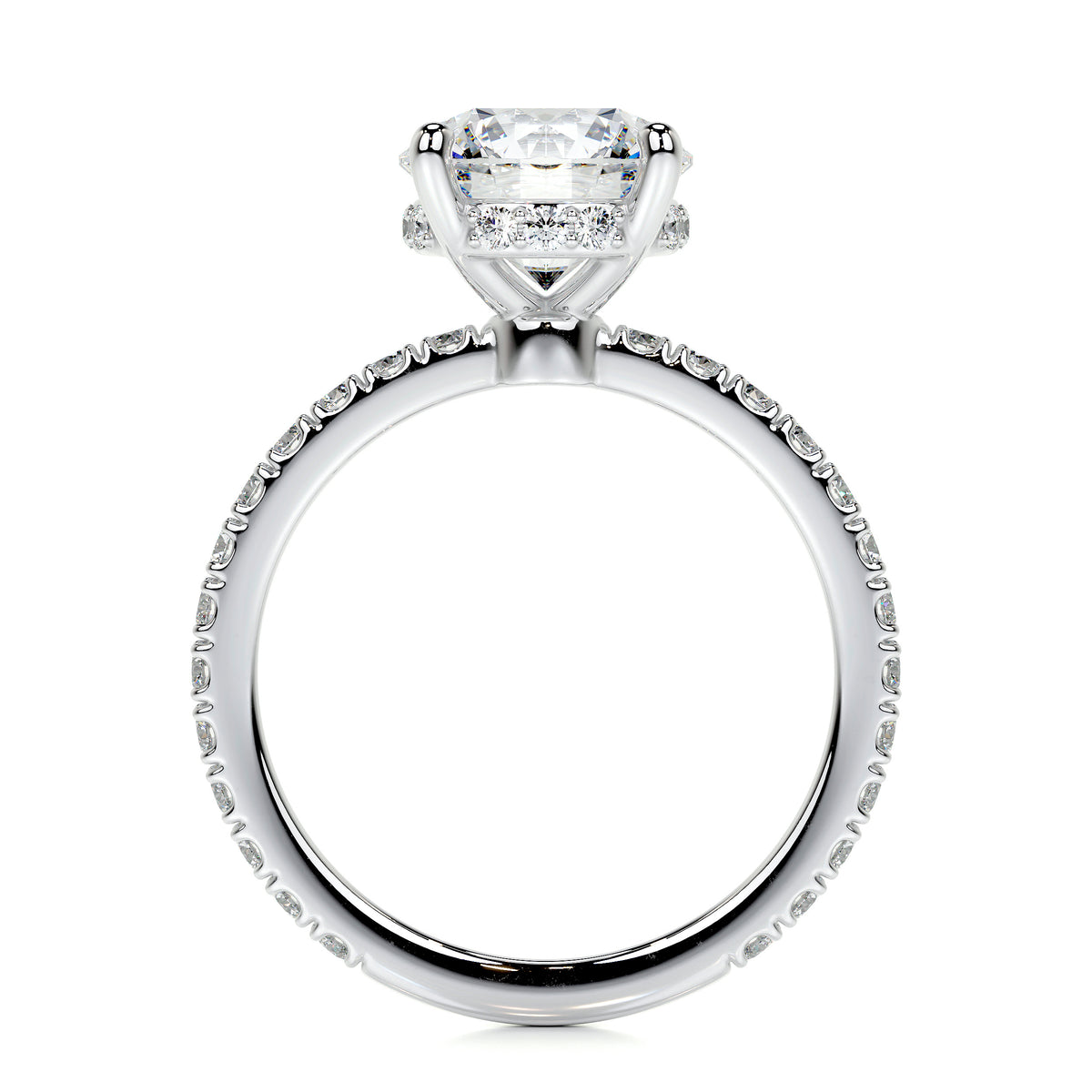 Nellie Lab Grown Diamond Ring -14K White Gold, Hidden Halo, Round, 2 ...