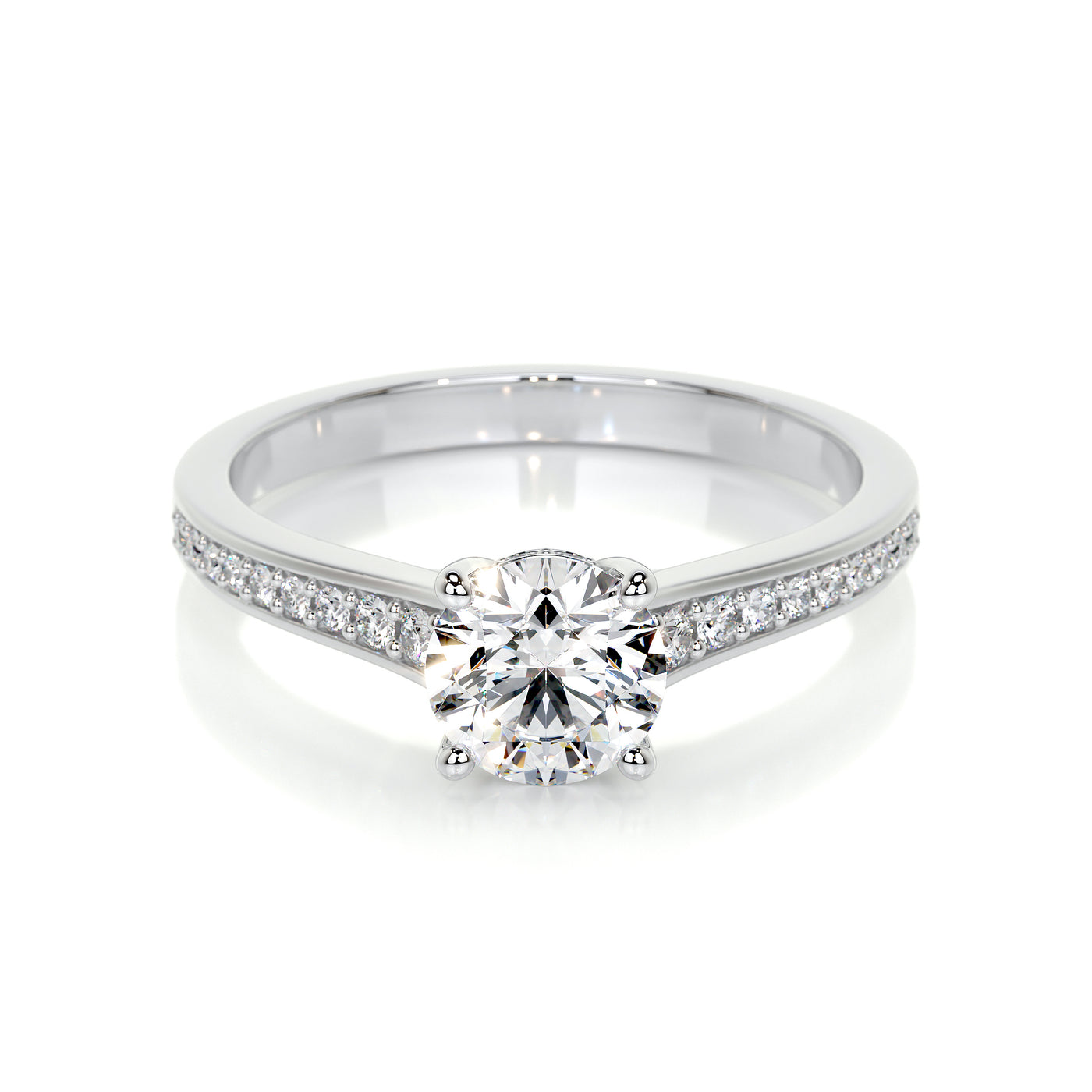 Lily Lab Grown Diamond Ring -14K White Gold, Hidden Halo, Round, 1 ...
