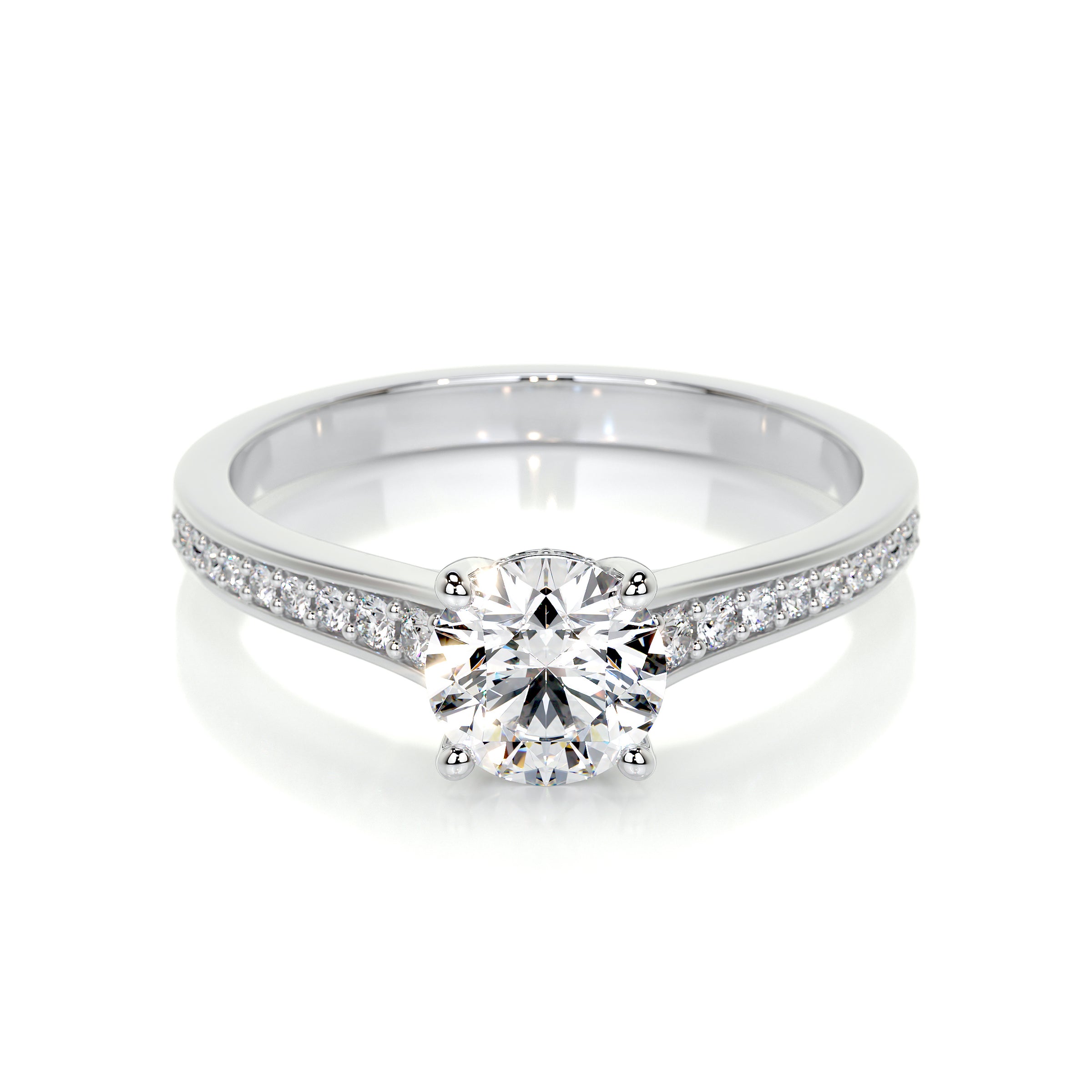 Lily Lab Grown Diamond Ring -14K White Gold, Hidden Halo, Round, 1 ...