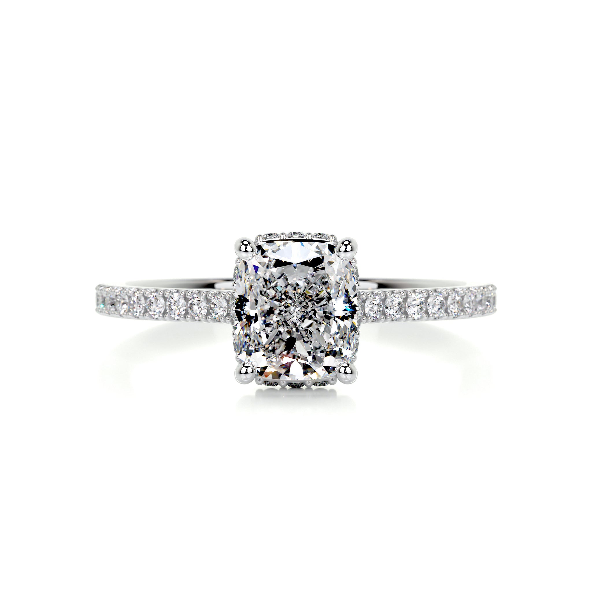 Deandra Diamond Engagement Ring -14K White Gold, Hidden Halo, Cushion ...