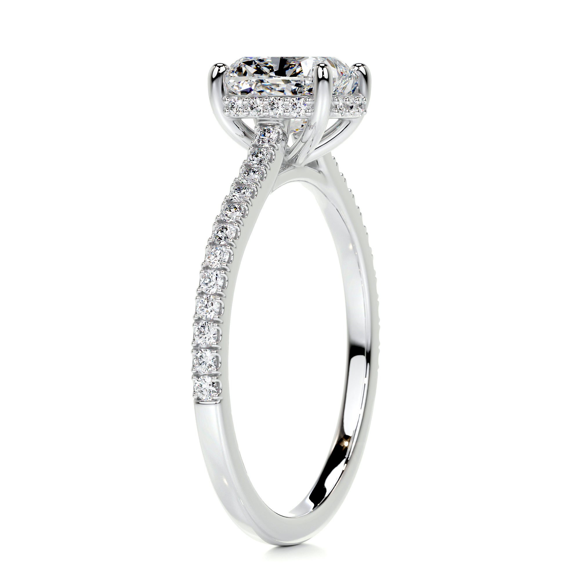 Deandra Diamond Engagement Ring -14K White Gold, Hidden Halo, Cushion ...