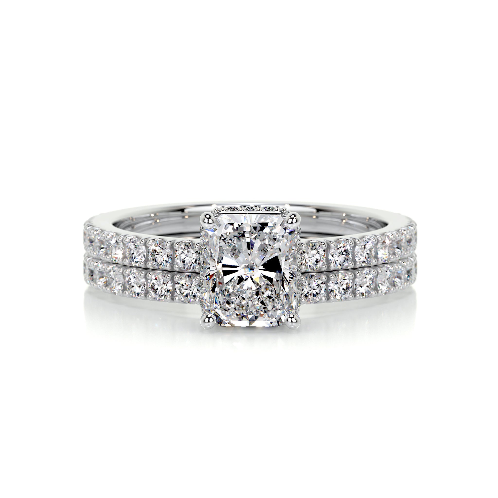 Deborah Diamond Bridal Set -14K White Gold, Hidden Halo, Radiant, 1.5 ...