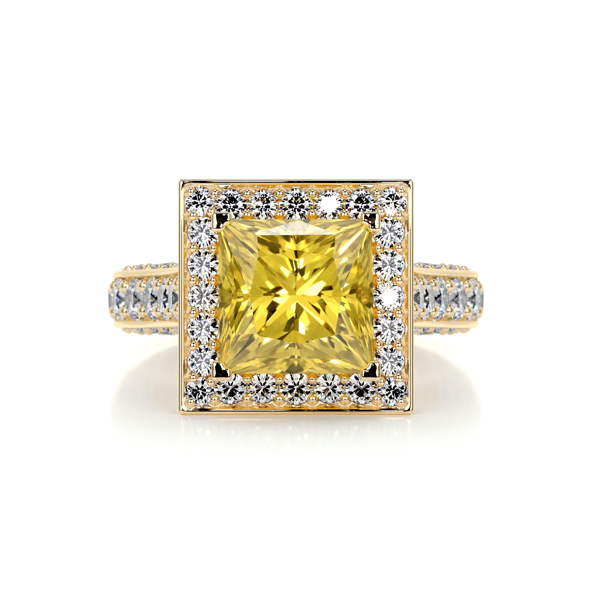 Freya Fantasy Diamond Engagement Ring -18K Yellow Gold, Halo, Princess ...