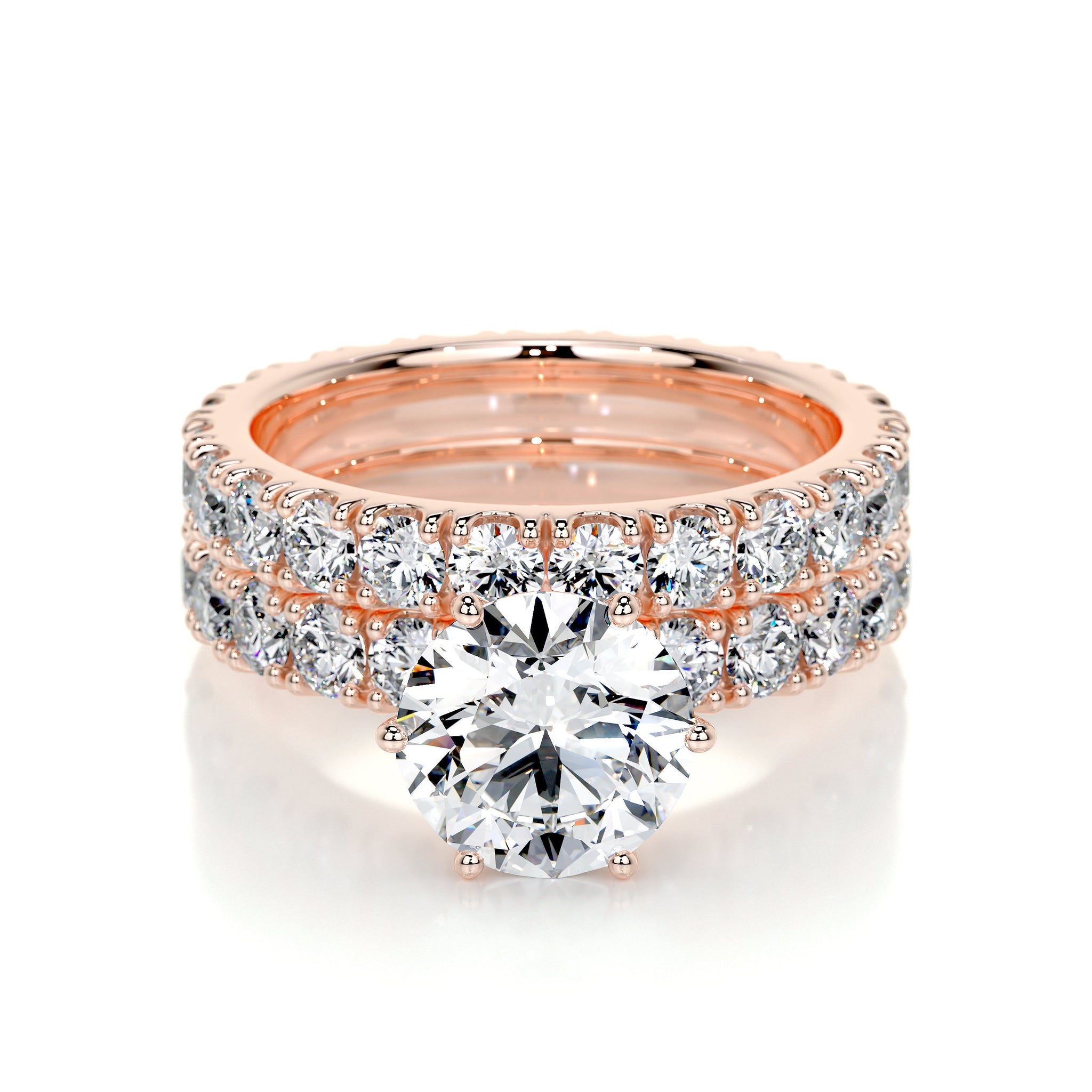 Destiny Lab Grown Diamond Bridal Set -14K Rose Gold, Side Stones, Round ...