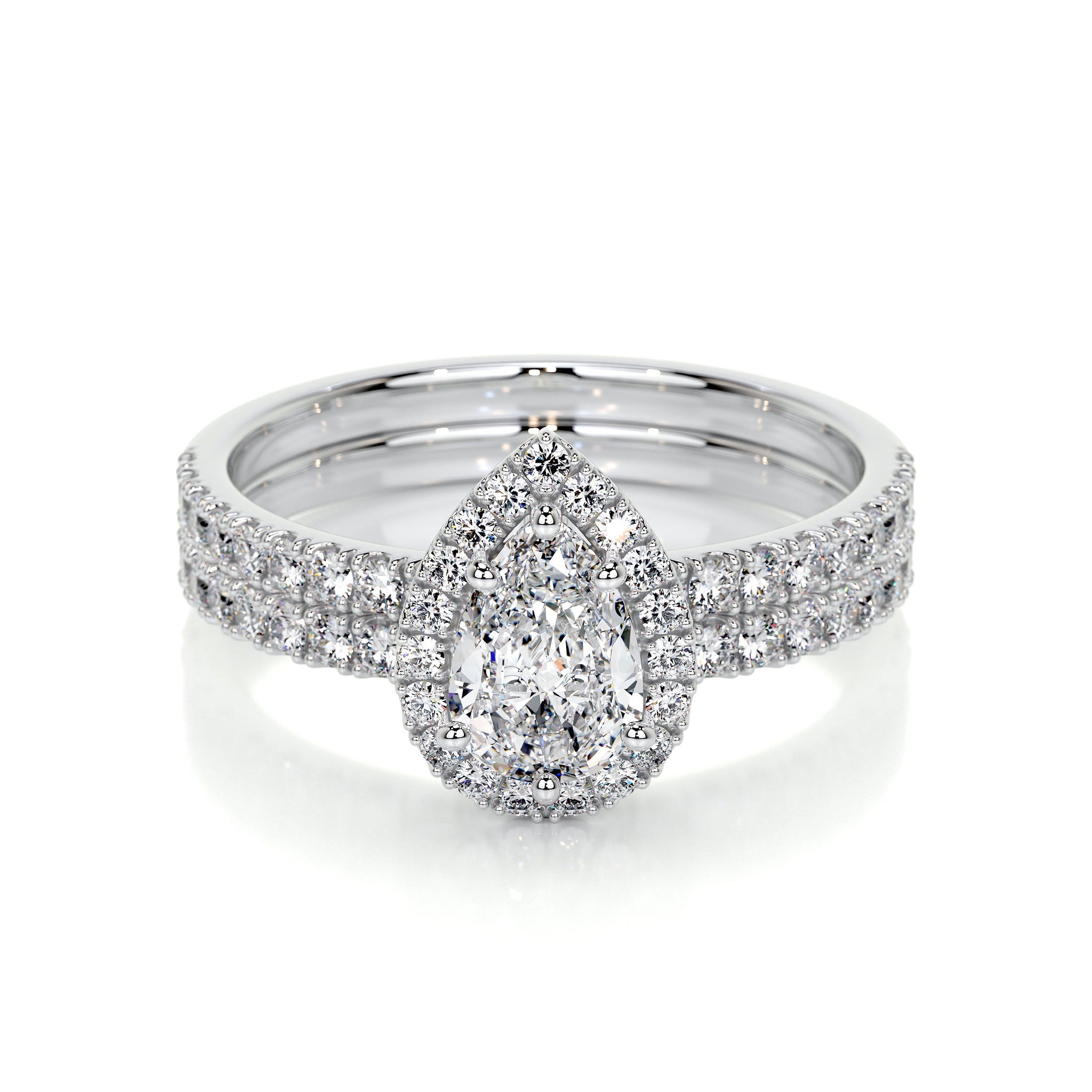 Juniper Lab Grown Diamond Bridal Set -18K White Gold, Halo, 1.65 Carat ...