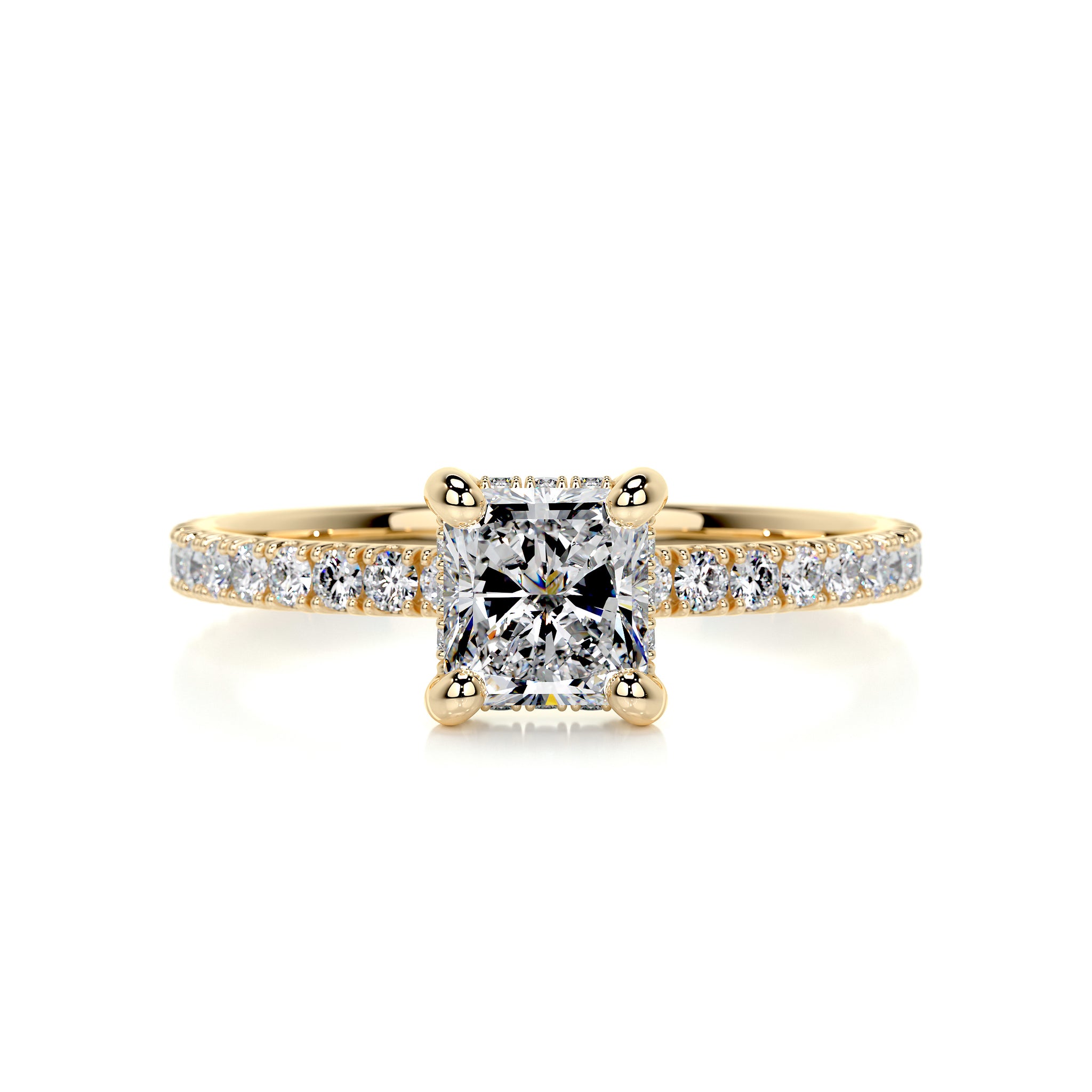 Deborah Diamond Engagement Ring -18K Yellow Gold, Hidden Halo, Radiant ...