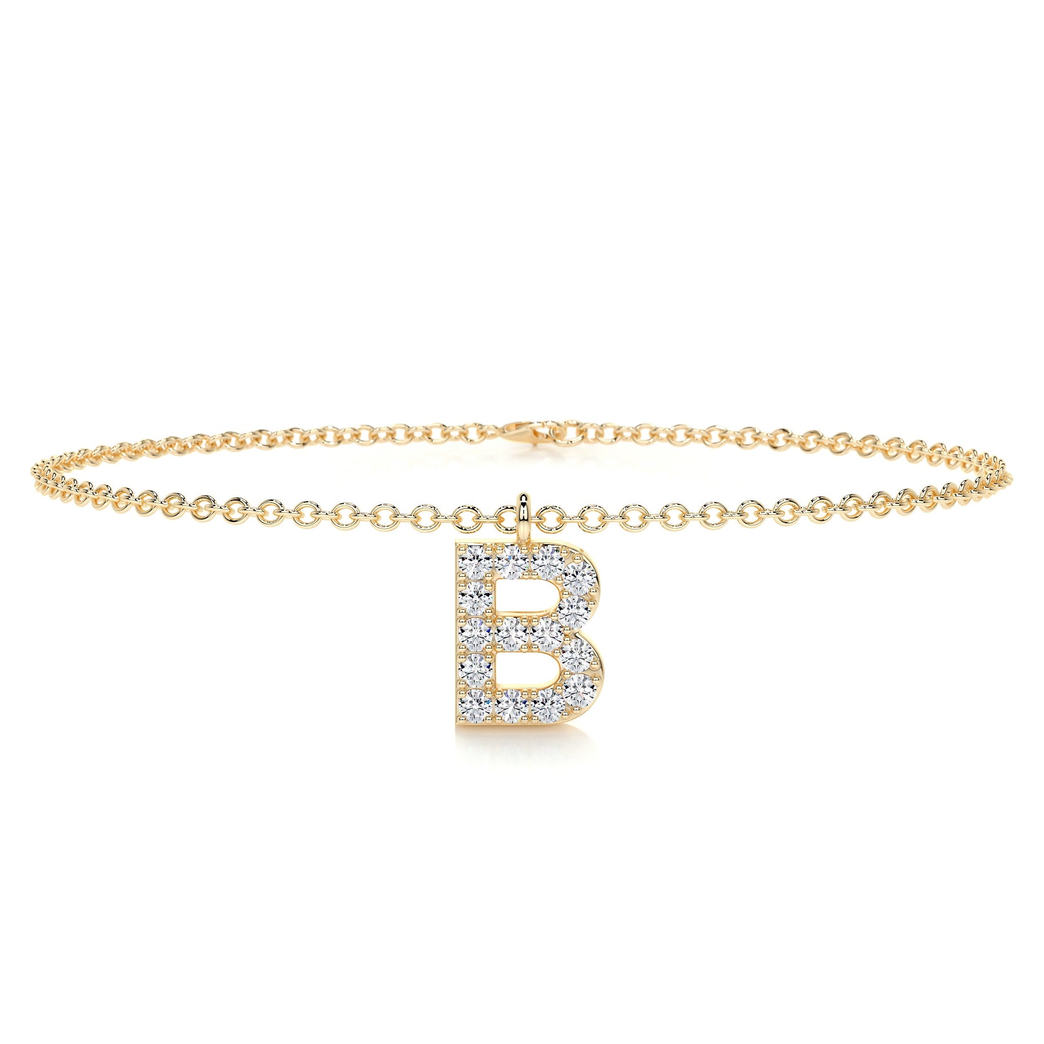 Barbara Letter Lab Grown Diamonds Bracelet (0.15 Carat) -18K Yellow ...