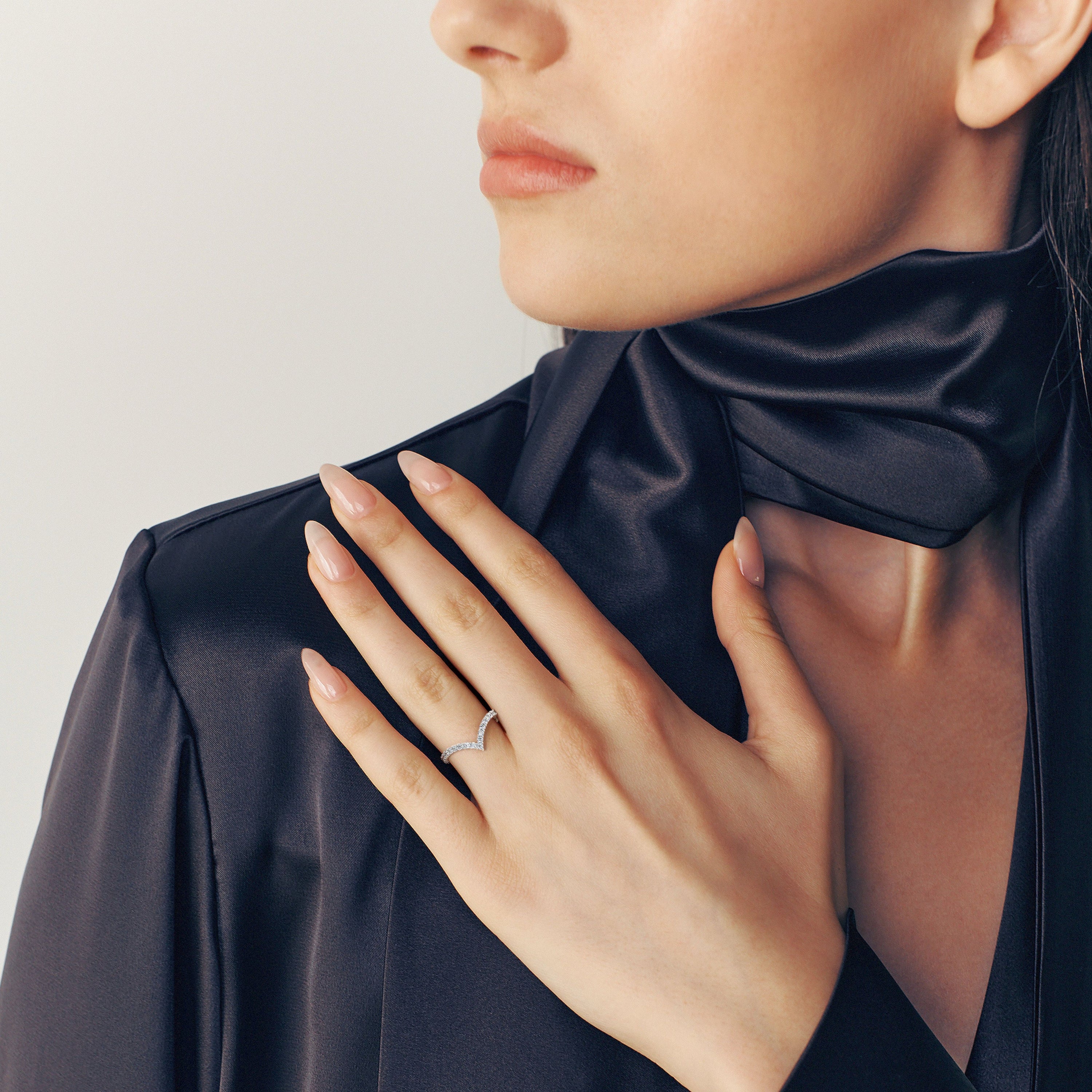 Dawn Diamond Wedding Ring (0.50 Carat) -18K White Gold, Curved, 0.5 ...